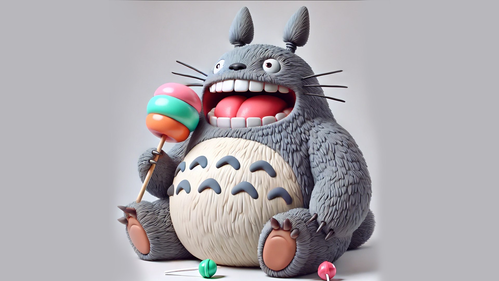 Happy Totoro With Lollipop 3D Printable Figurine 3D - TurboSquid 2378136