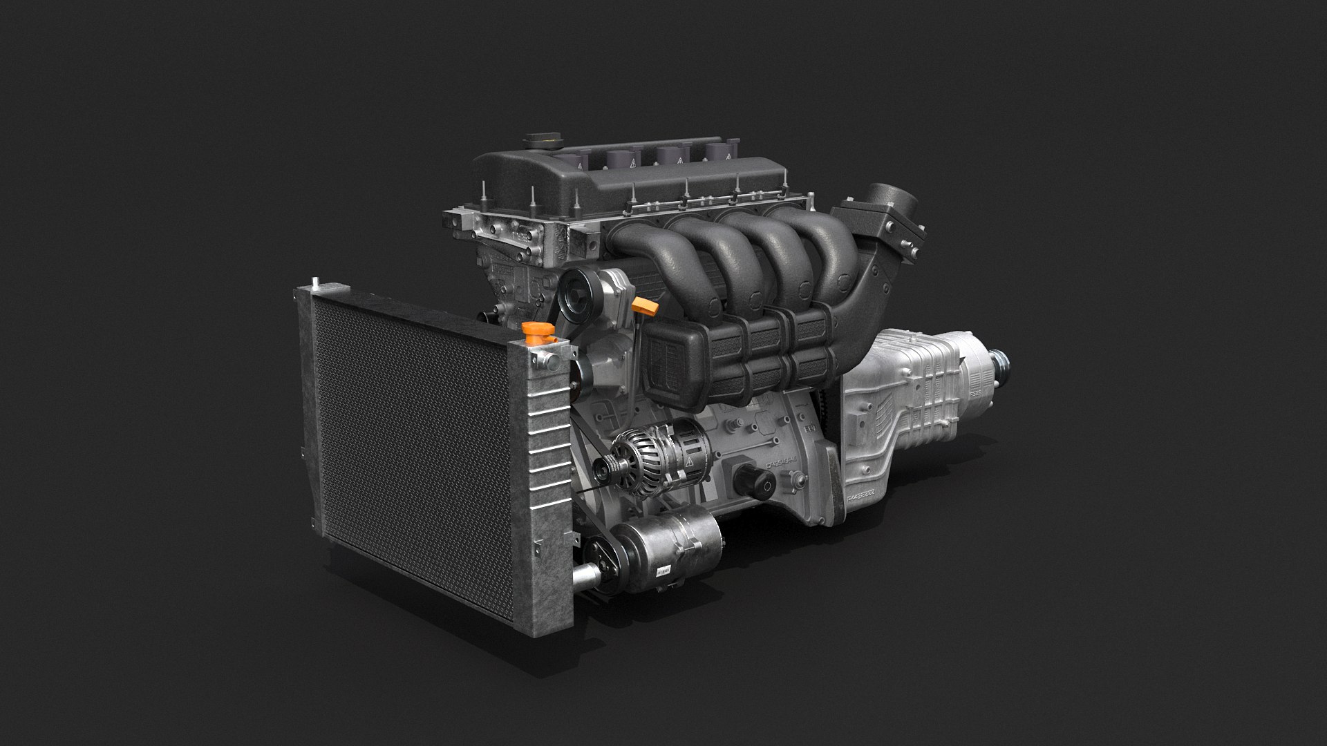 Straight-Four Engine and Gearbox 3D model - TurboSquid 2022046