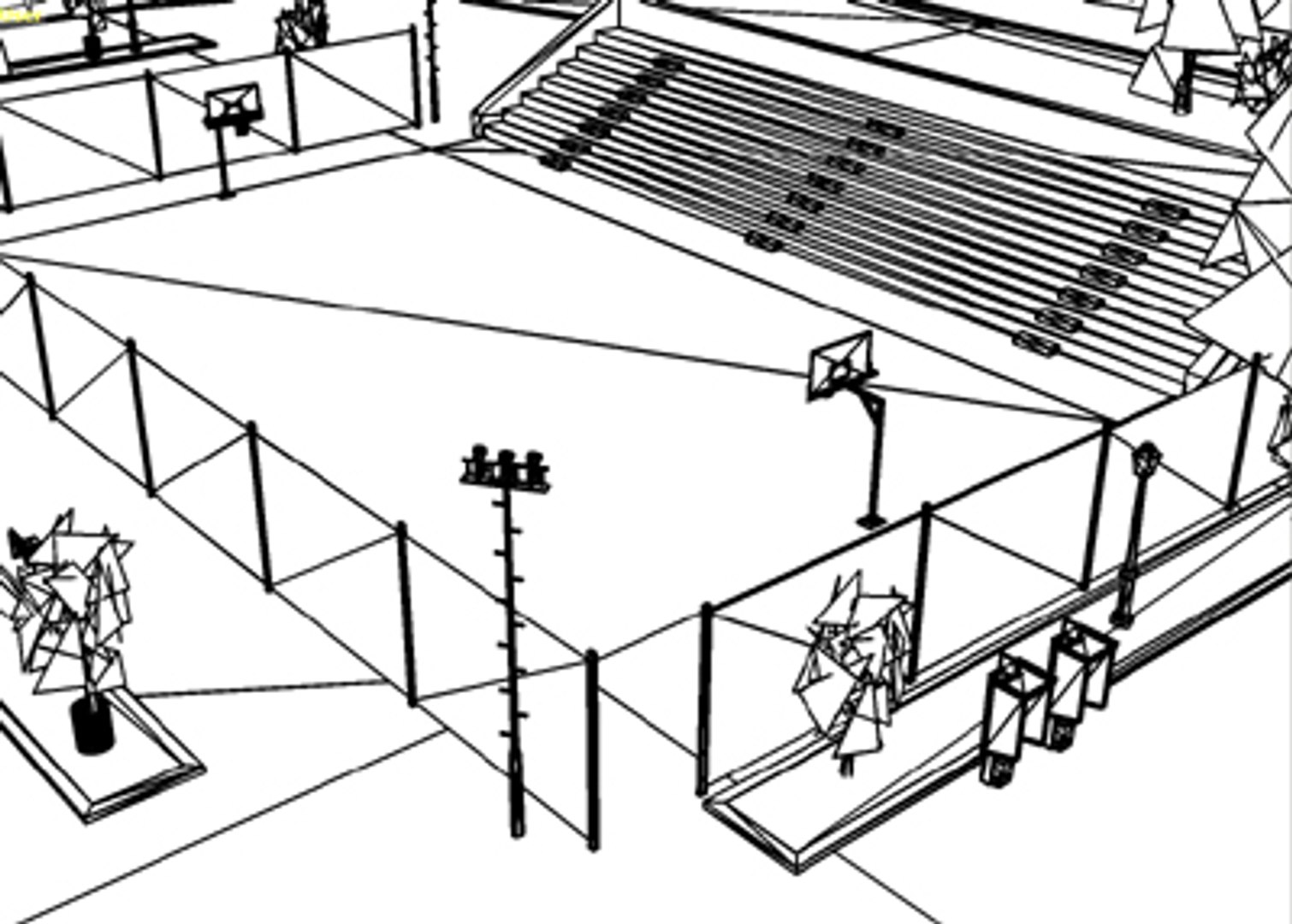 outdoor basketball arena hugo 3d model