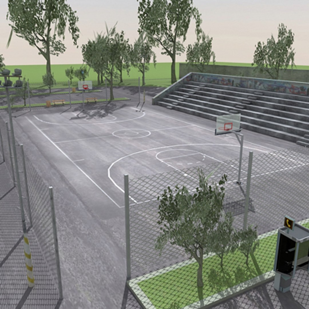 outdoor basketball arena hugo 3d model