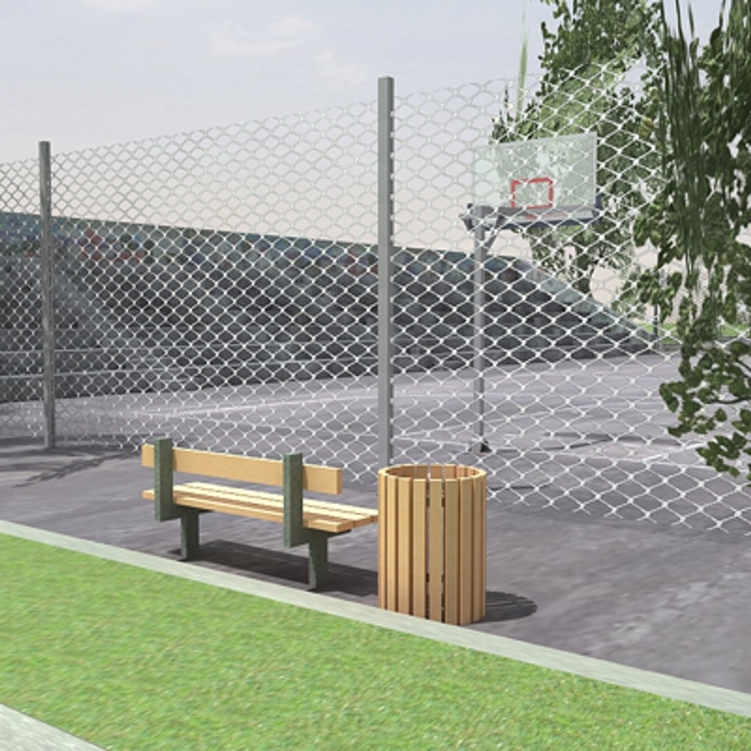 outdoor basketball arena hugo 3d model