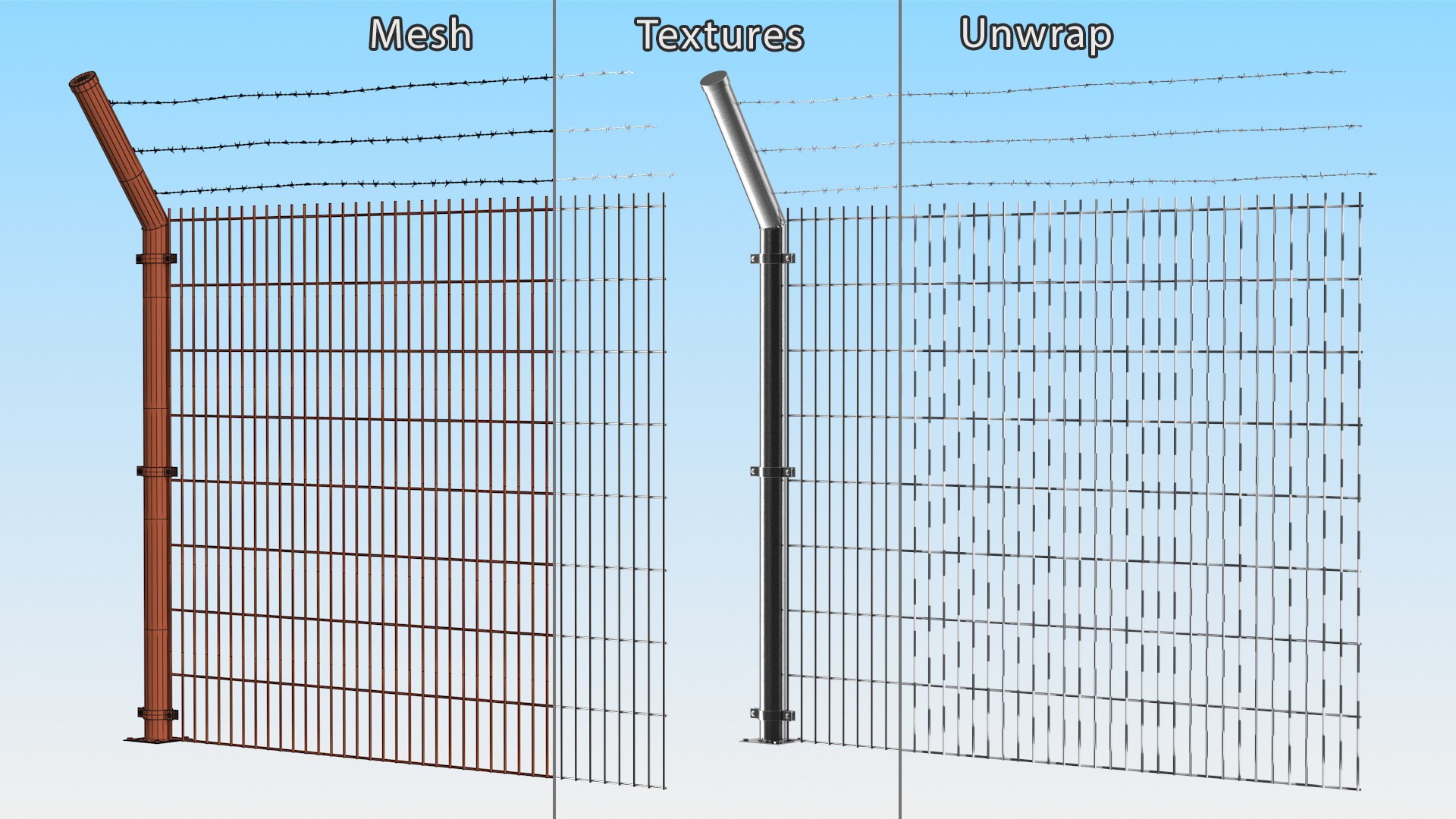 3D Mesh Fence With Barber Wire model - TurboSquid 1954839