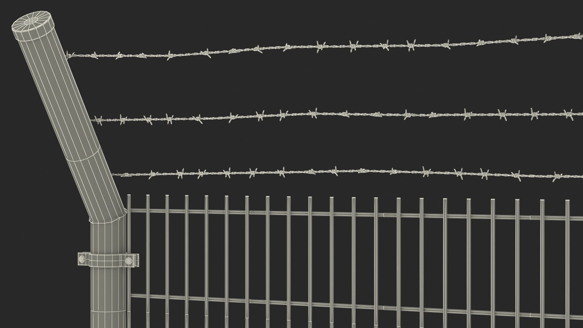 3D Mesh Fence With Barber Wire model - TurboSquid 1954839