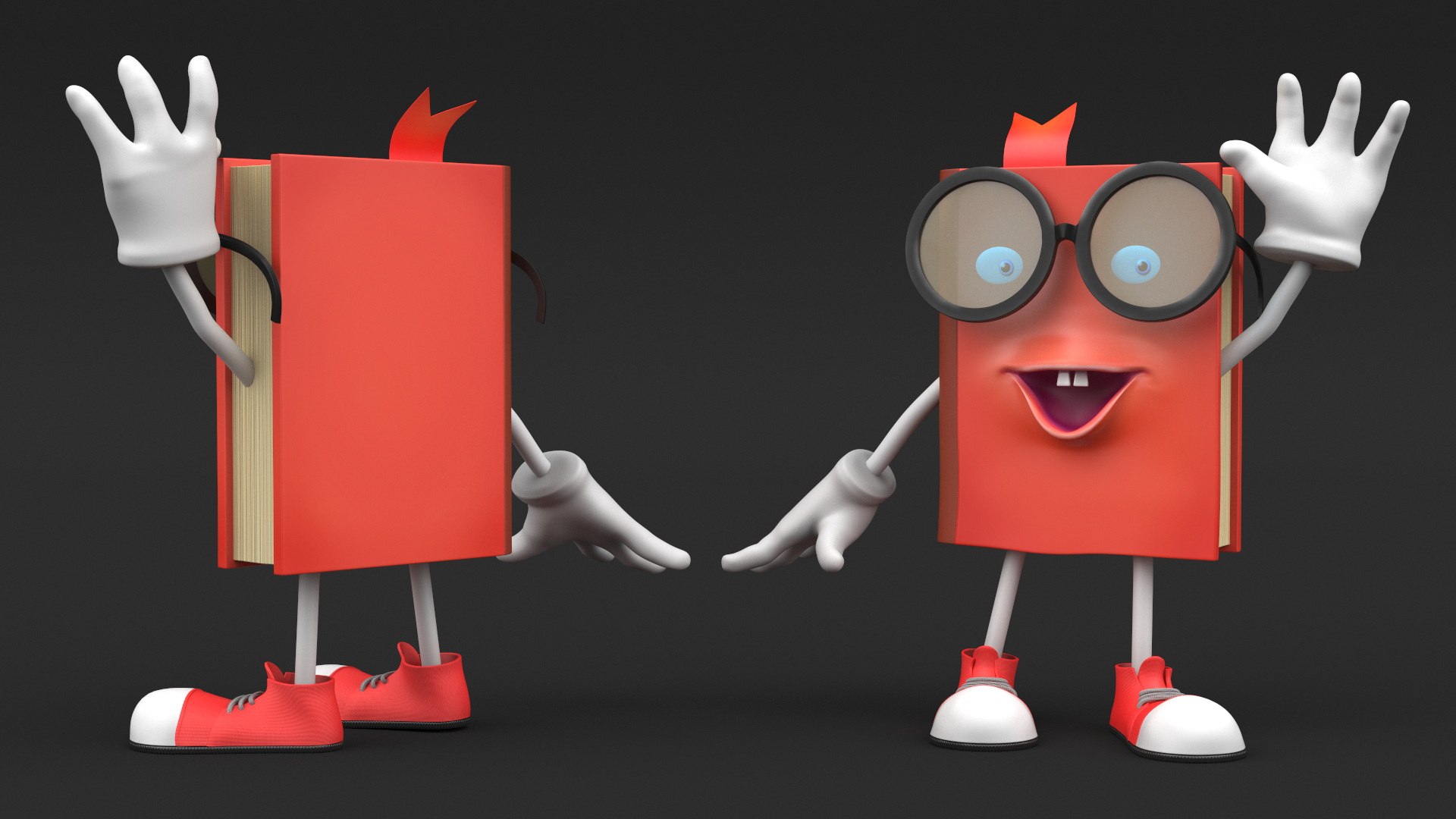3D Friendly Cartoon Book Red - TurboSquid 2128311