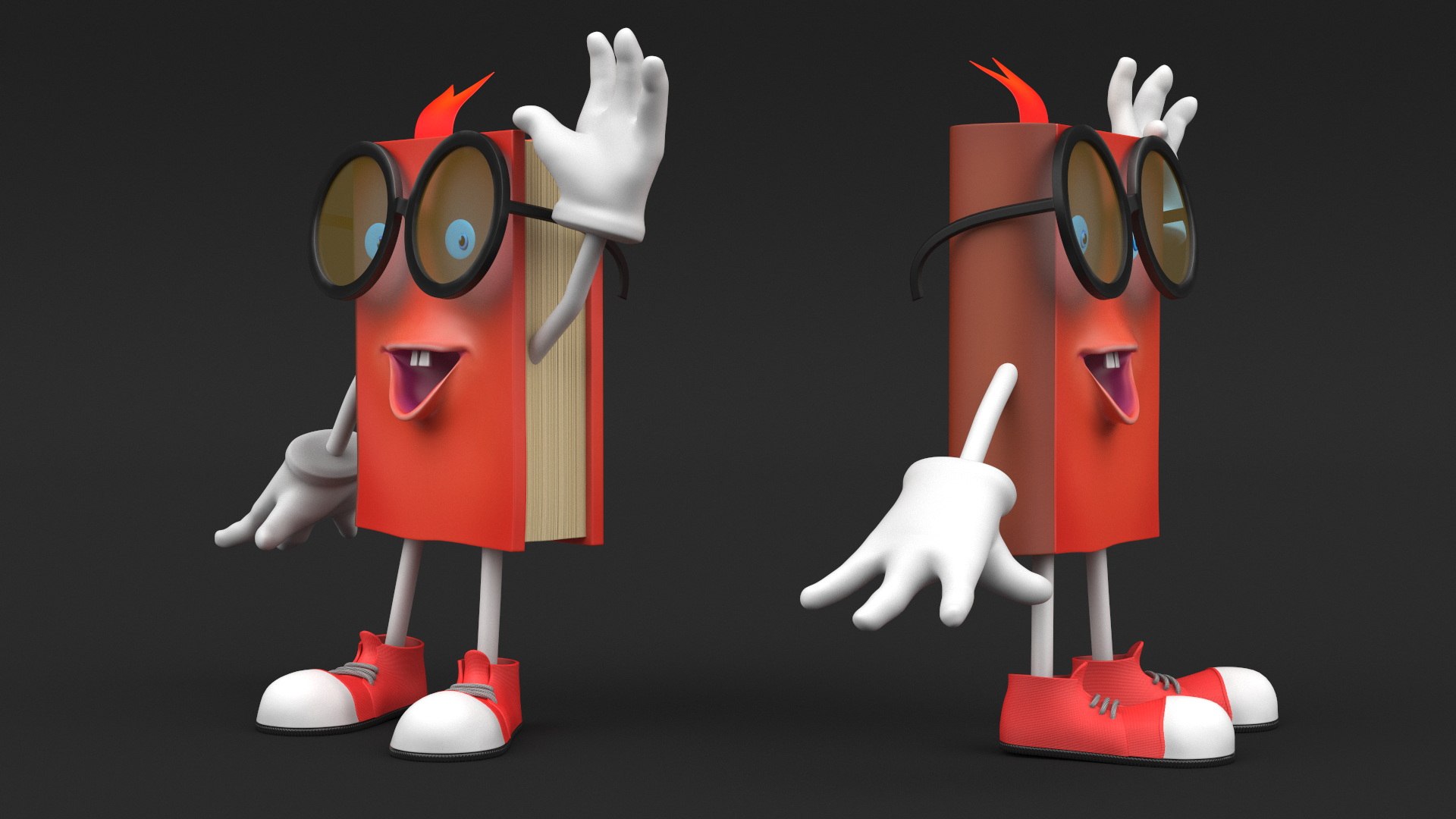 3D Friendly Cartoon Book Red - TurboSquid 2128311
