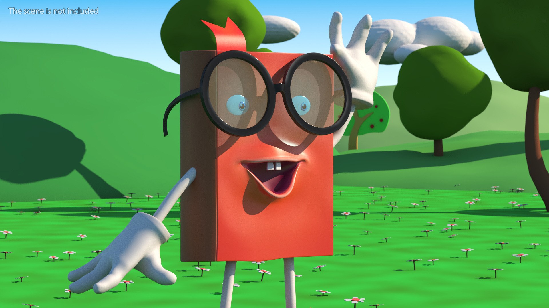 3D Friendly Cartoon Book Red - TurboSquid 2128311