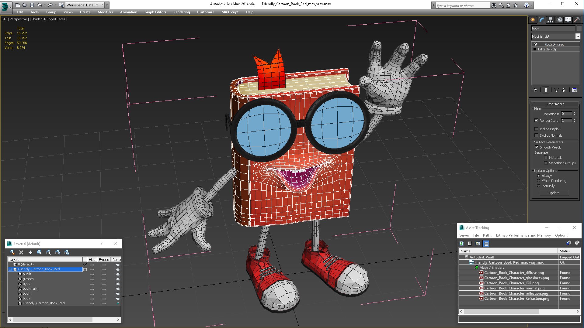 3D Friendly Cartoon Book Red - TurboSquid 2128311