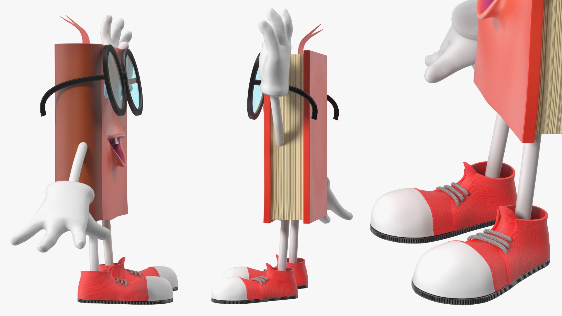 3D Friendly Cartoon Book Red - TurboSquid 2128311