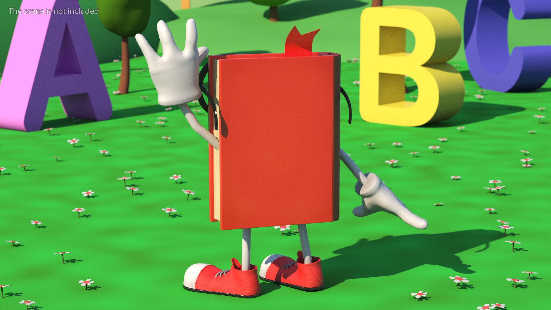 3D Friendly Cartoon Book Red - TurboSquid 2128311