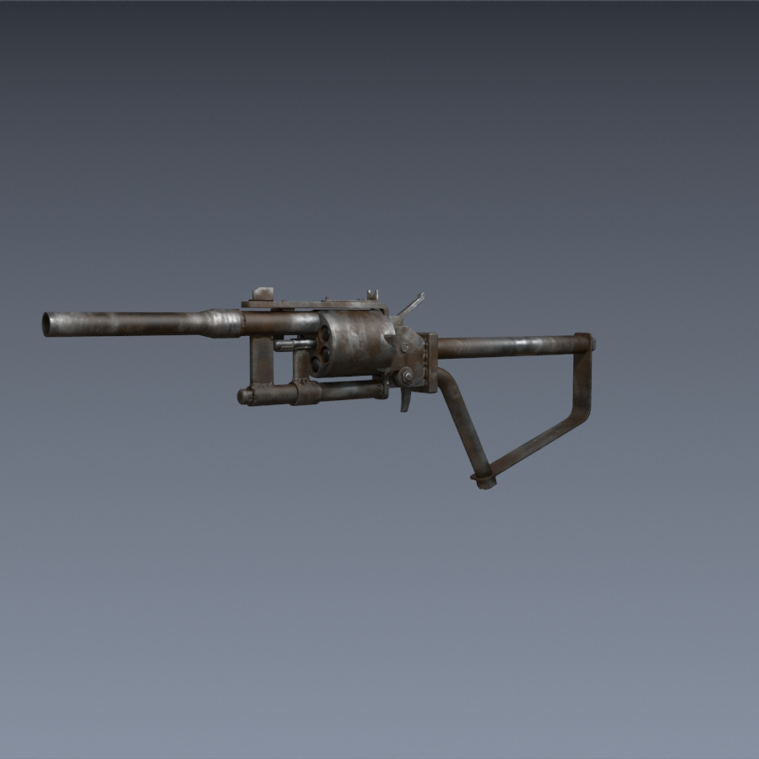 3d post-apocalyptic revolver model