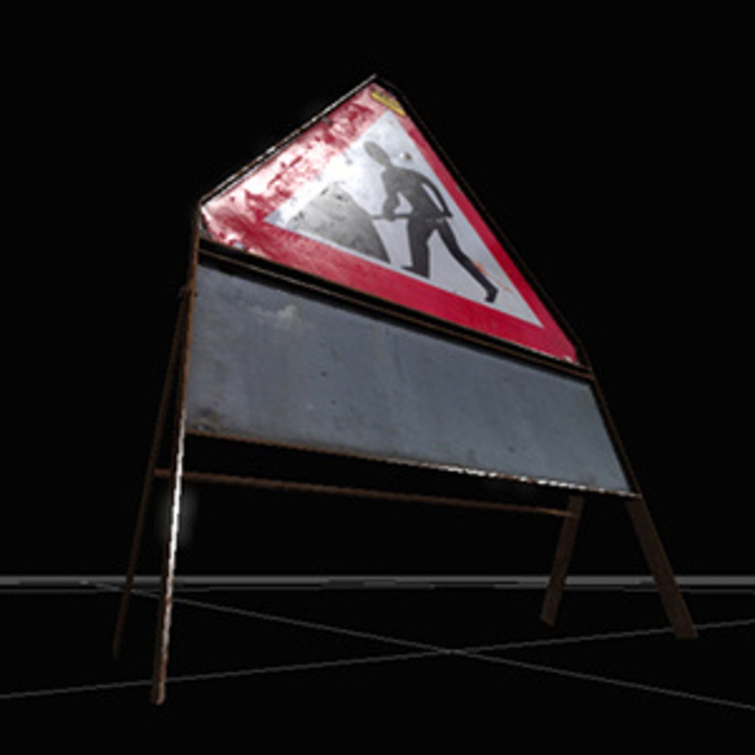 3d men work warning sign model