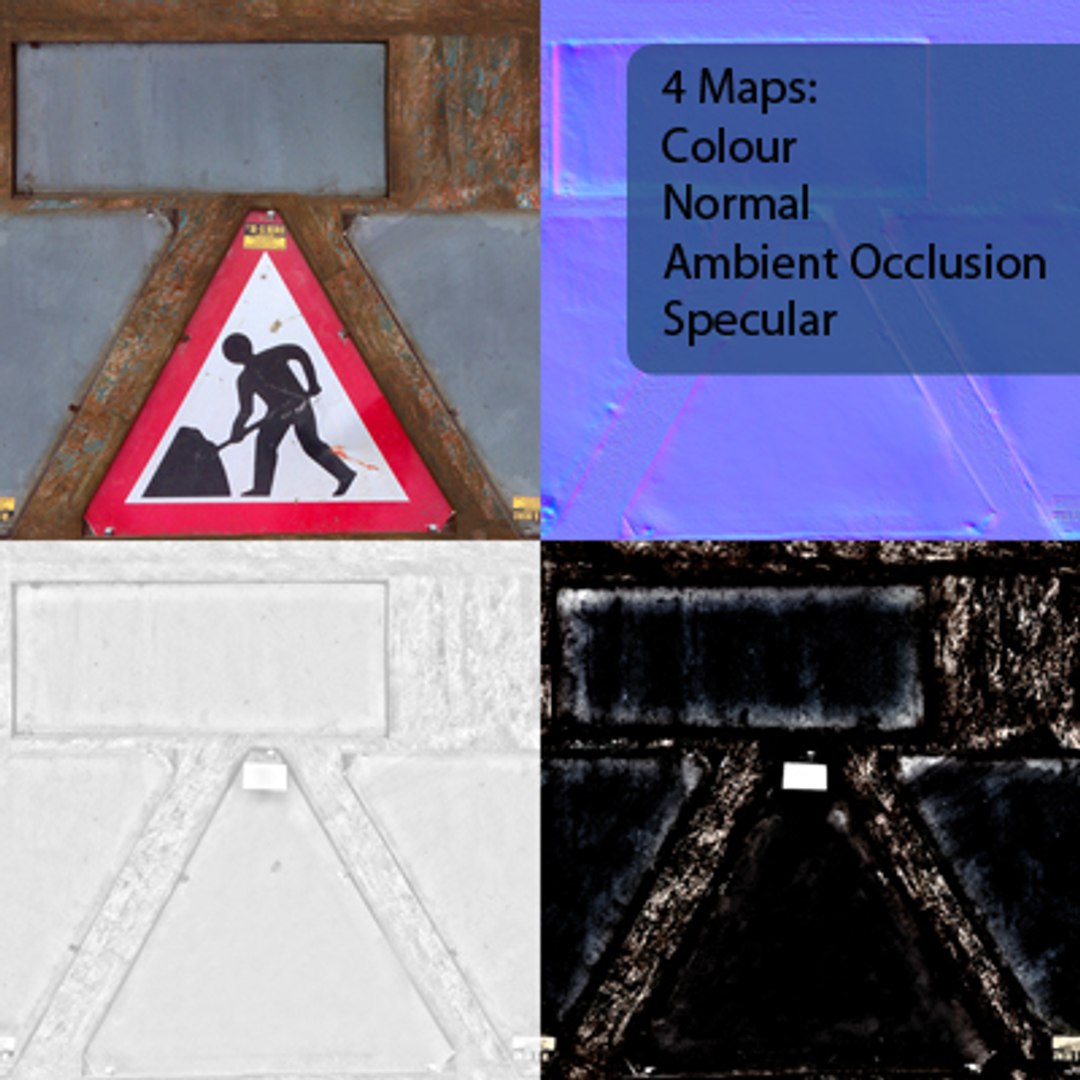 3d men work warning sign model