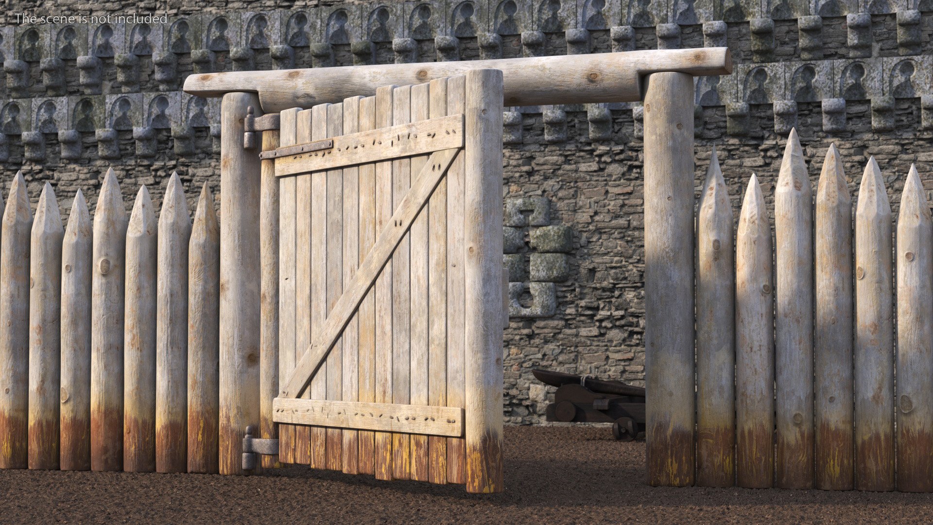 3D Medieval Gate With Stockade Model - TurboSquid 2352619
