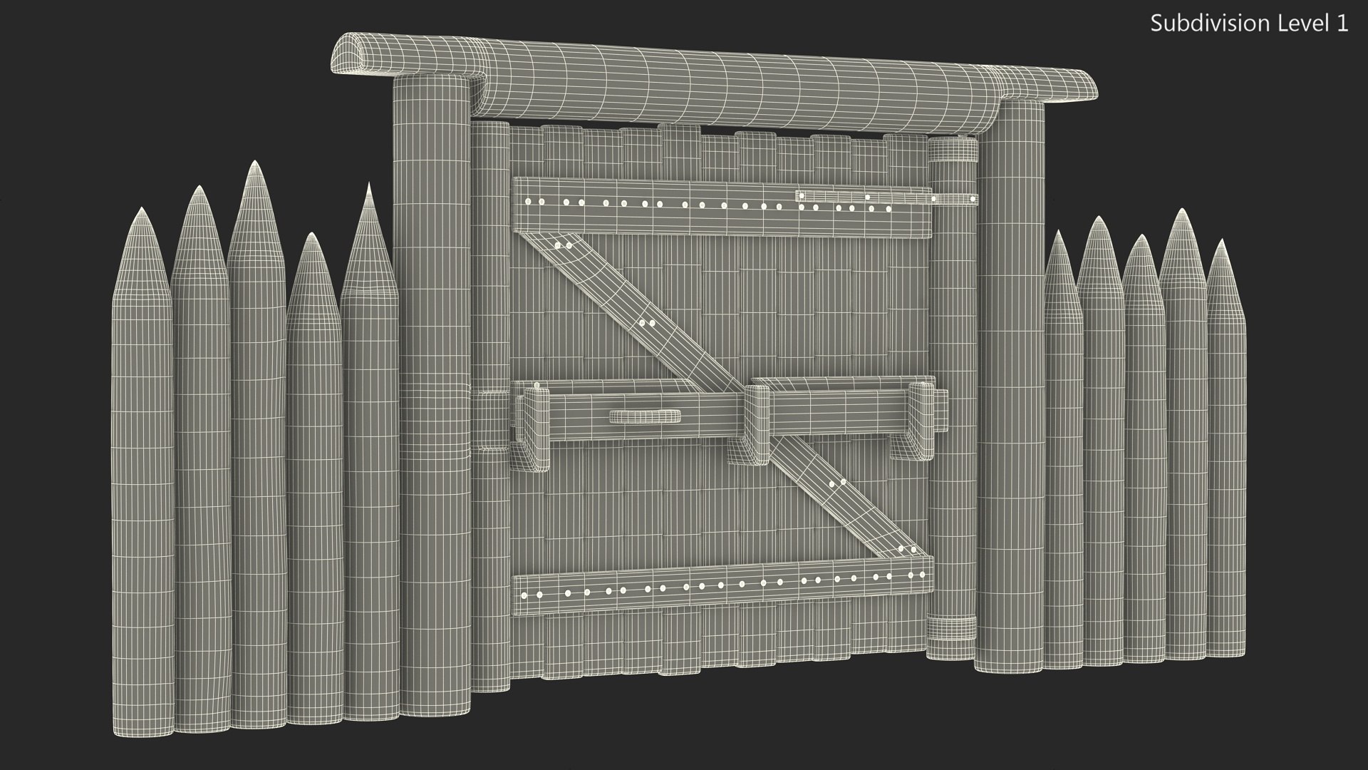 3D Medieval Gate With Stockade Model - TurboSquid 2352619