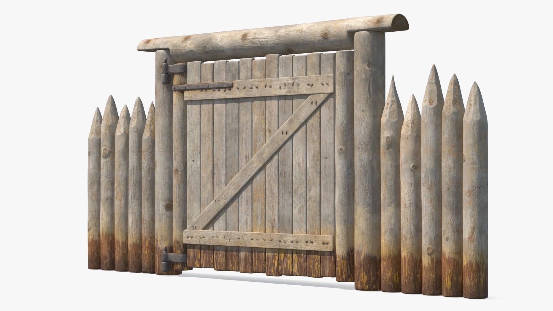 3D Medieval Gate With Stockade Model - TurboSquid 2352619