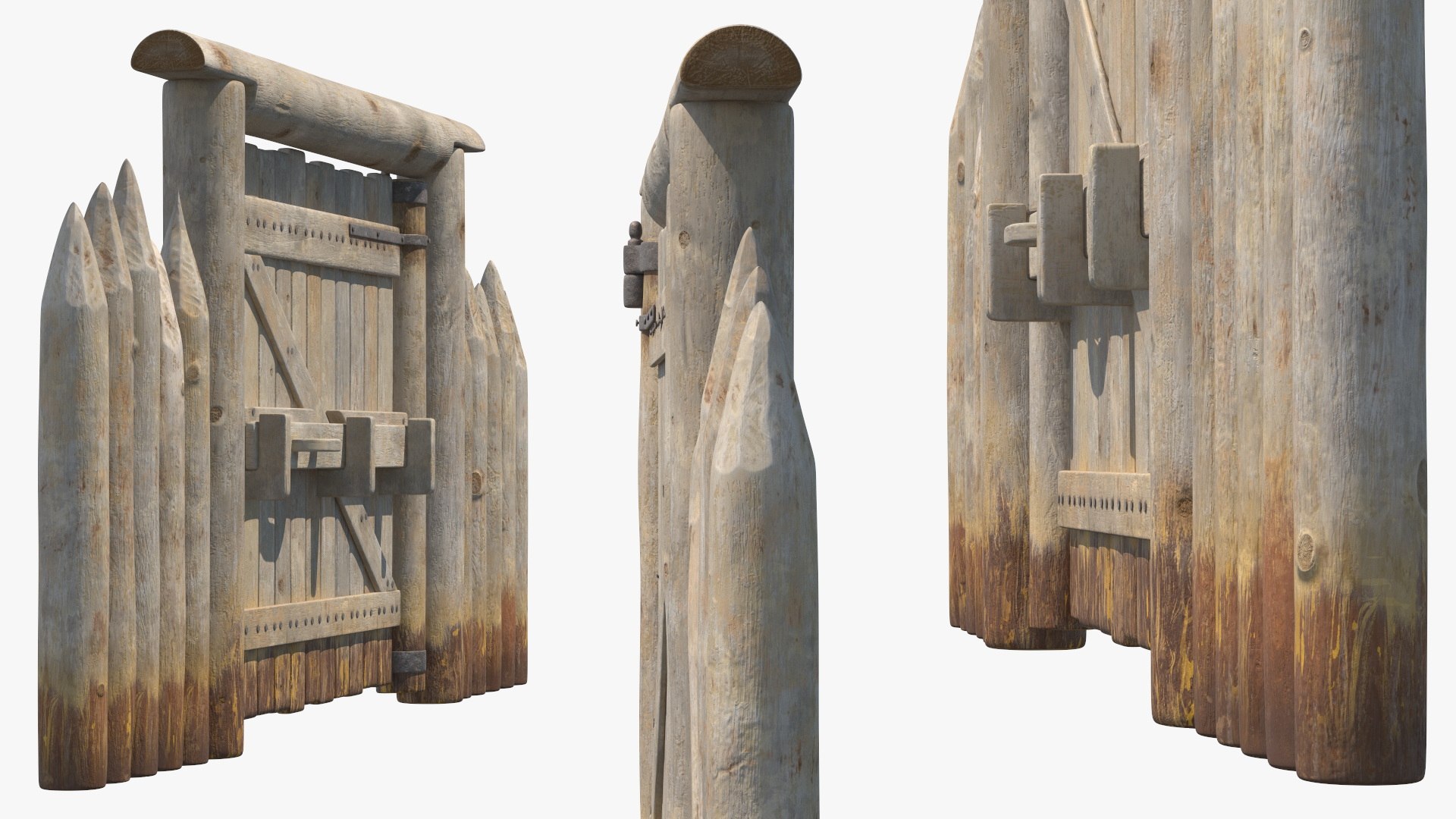 3D Medieval Gate With Stockade Model - TurboSquid 2352619