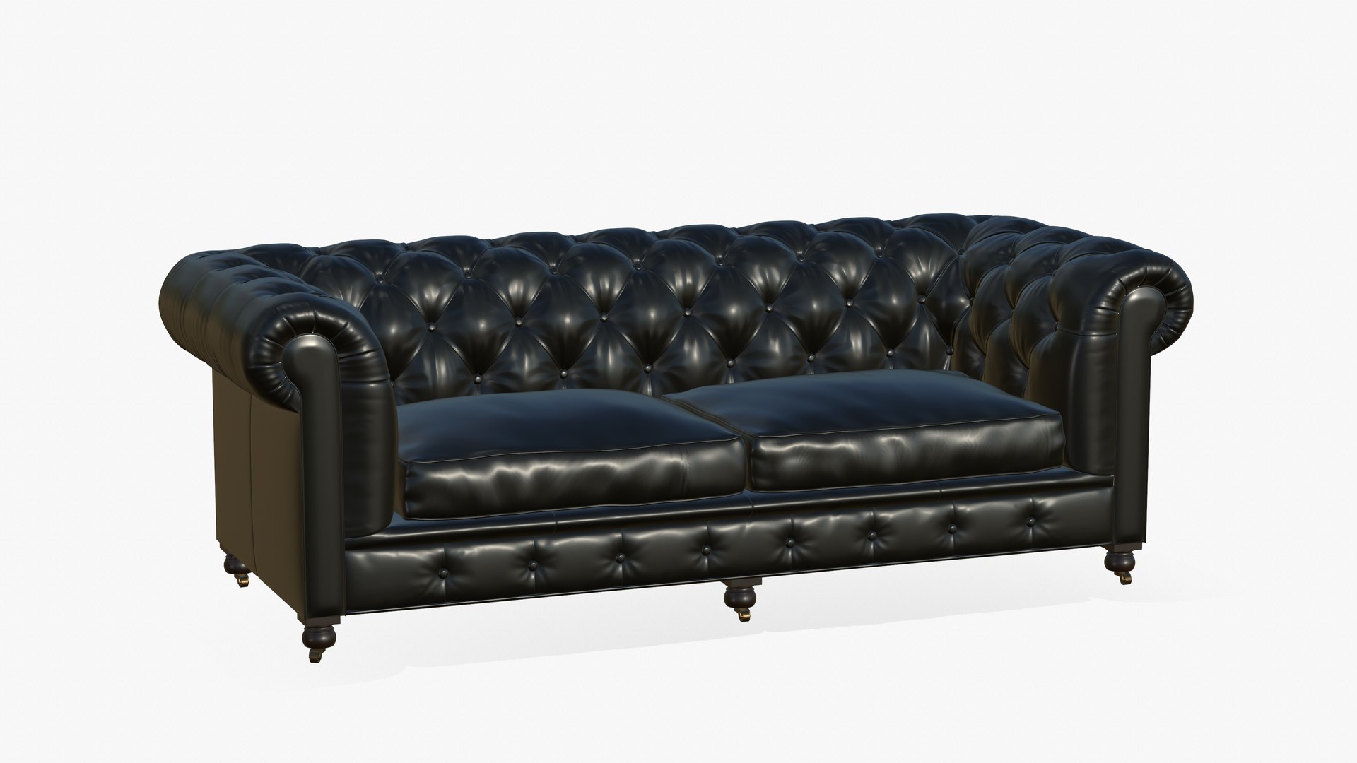 Chesterfield Sofa With Velvet Bench 3D model - TurboSquid 1904423