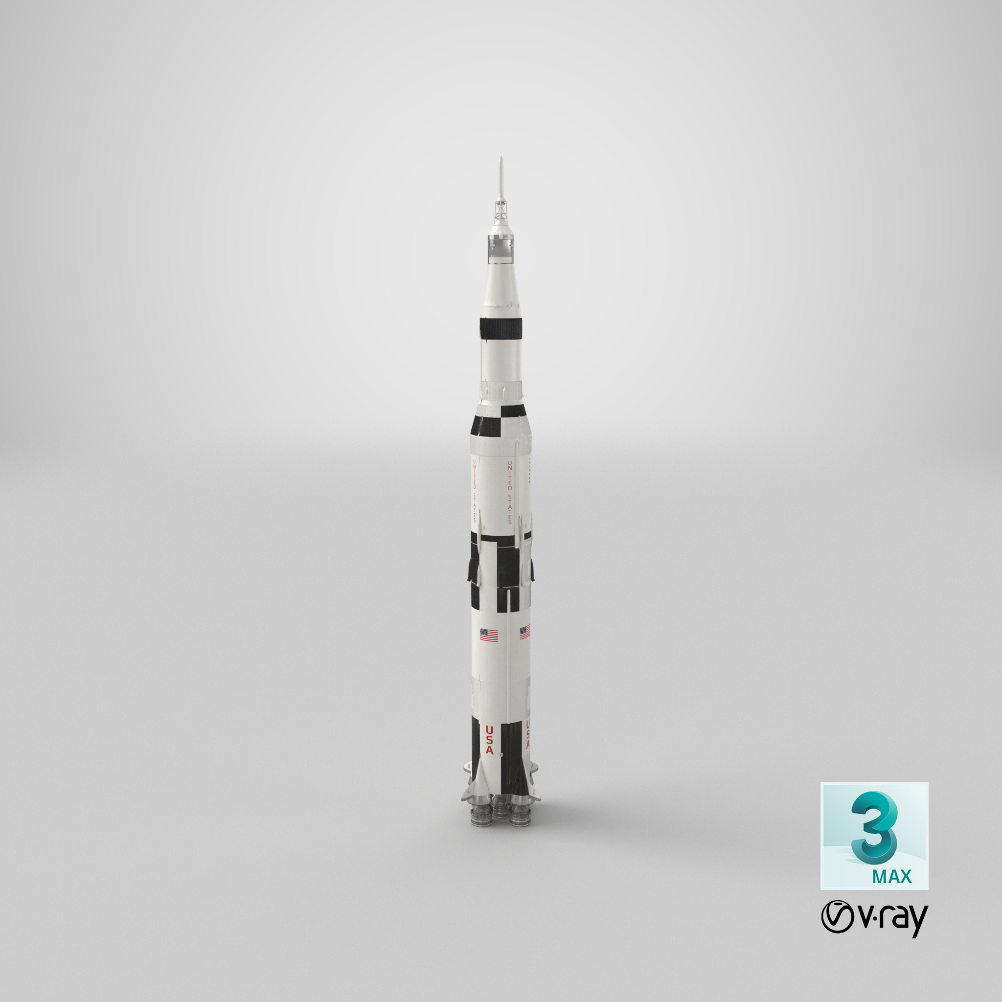 saturn v rocket 3d model