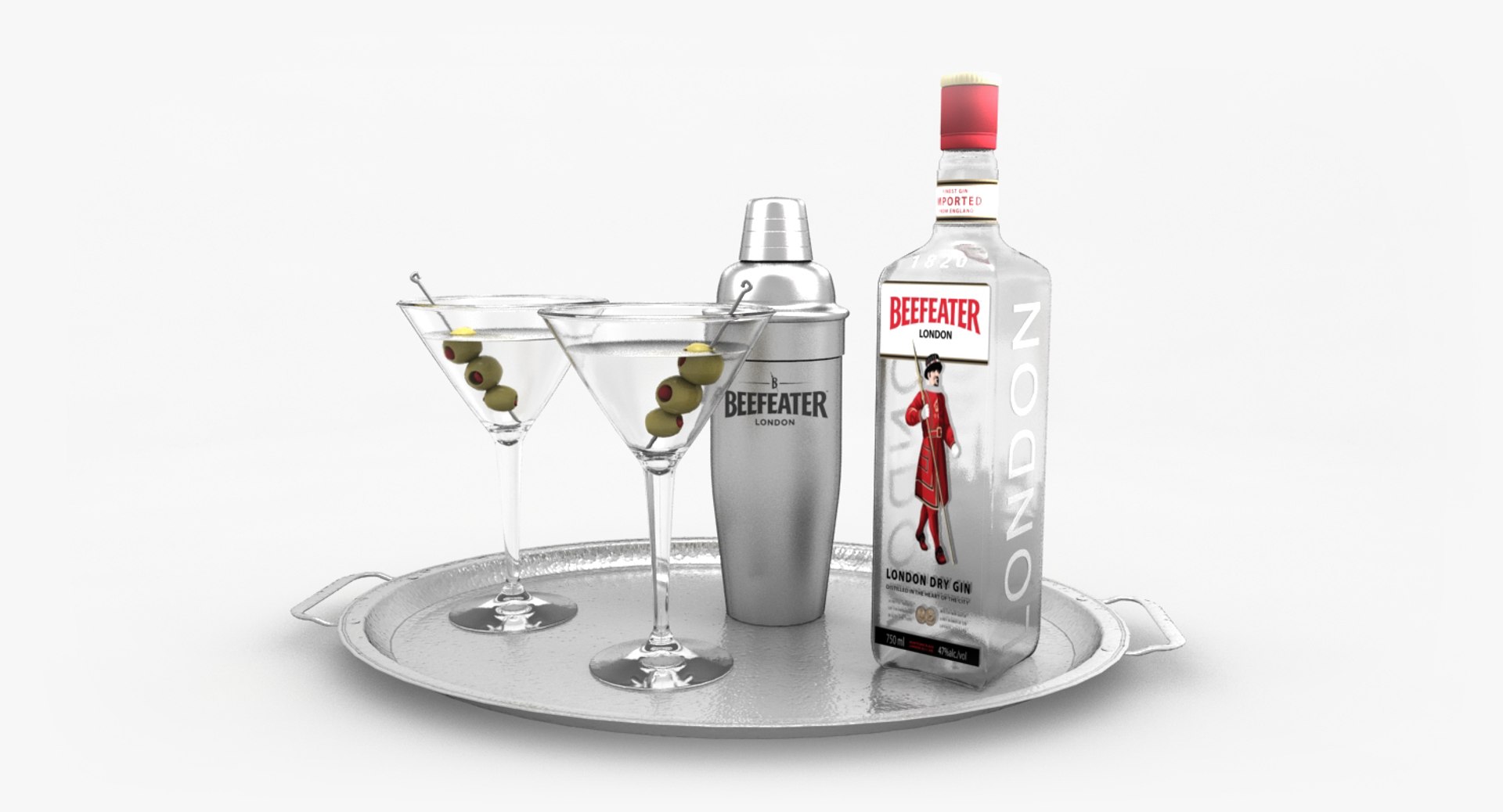 3d Model Beefeater Gin Set Martini
