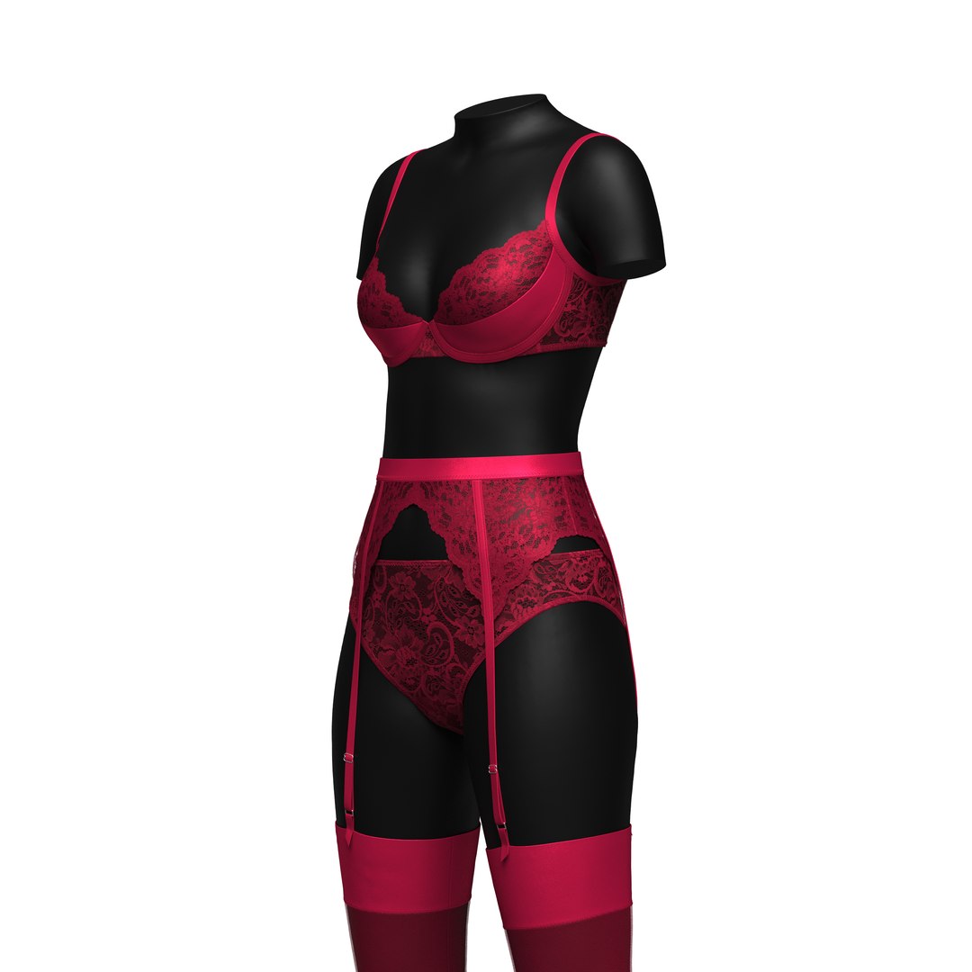 3d Pink Lace Suspender Lingerie Set3 Turbosquid 2235561