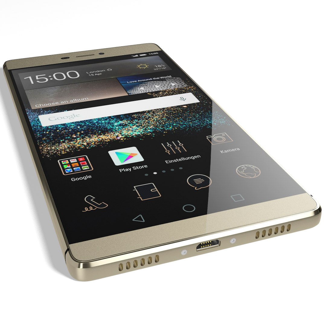 3d model realistic huawei p8 gold