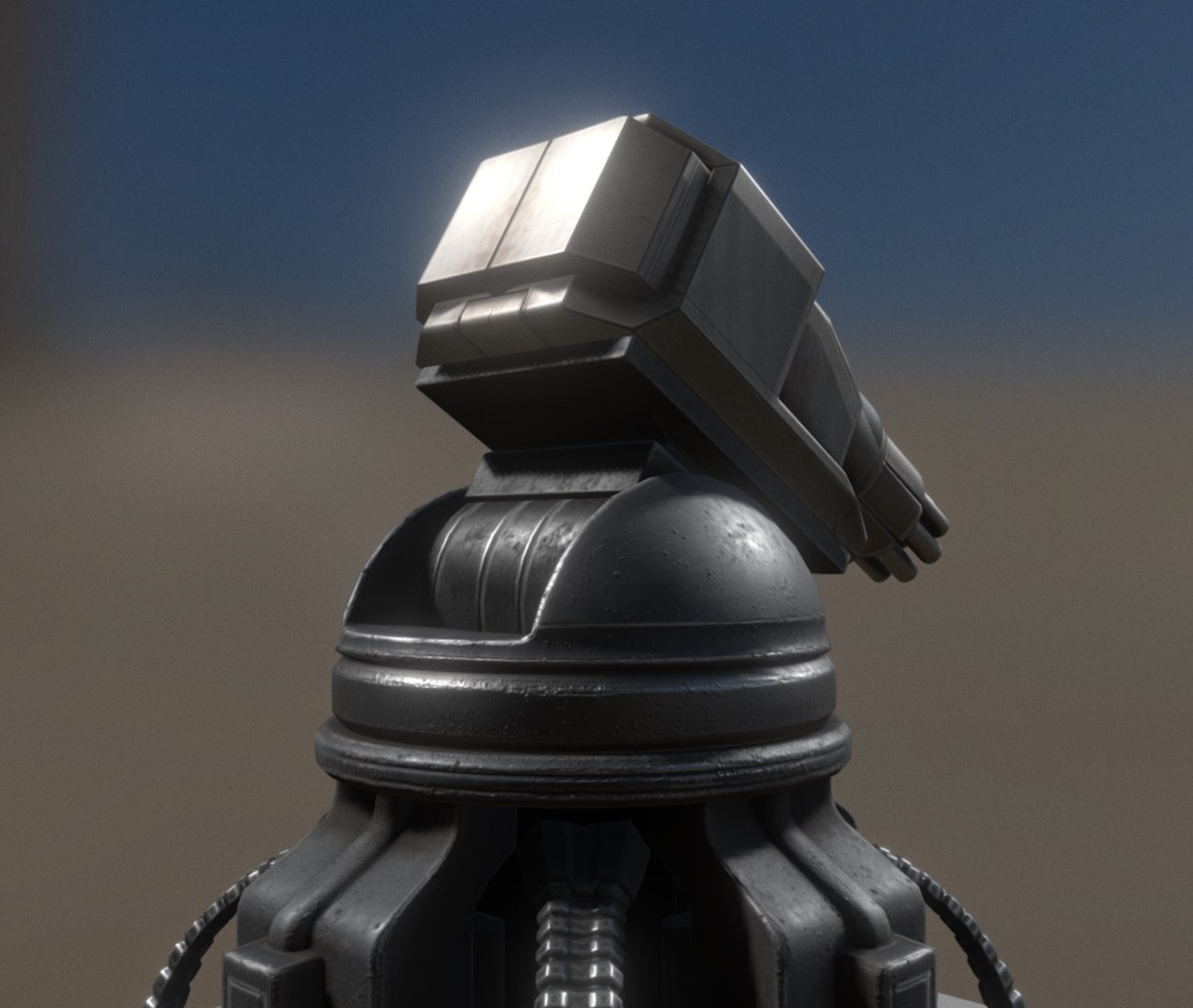 3d Futuristic Gatling Gun Tower Model