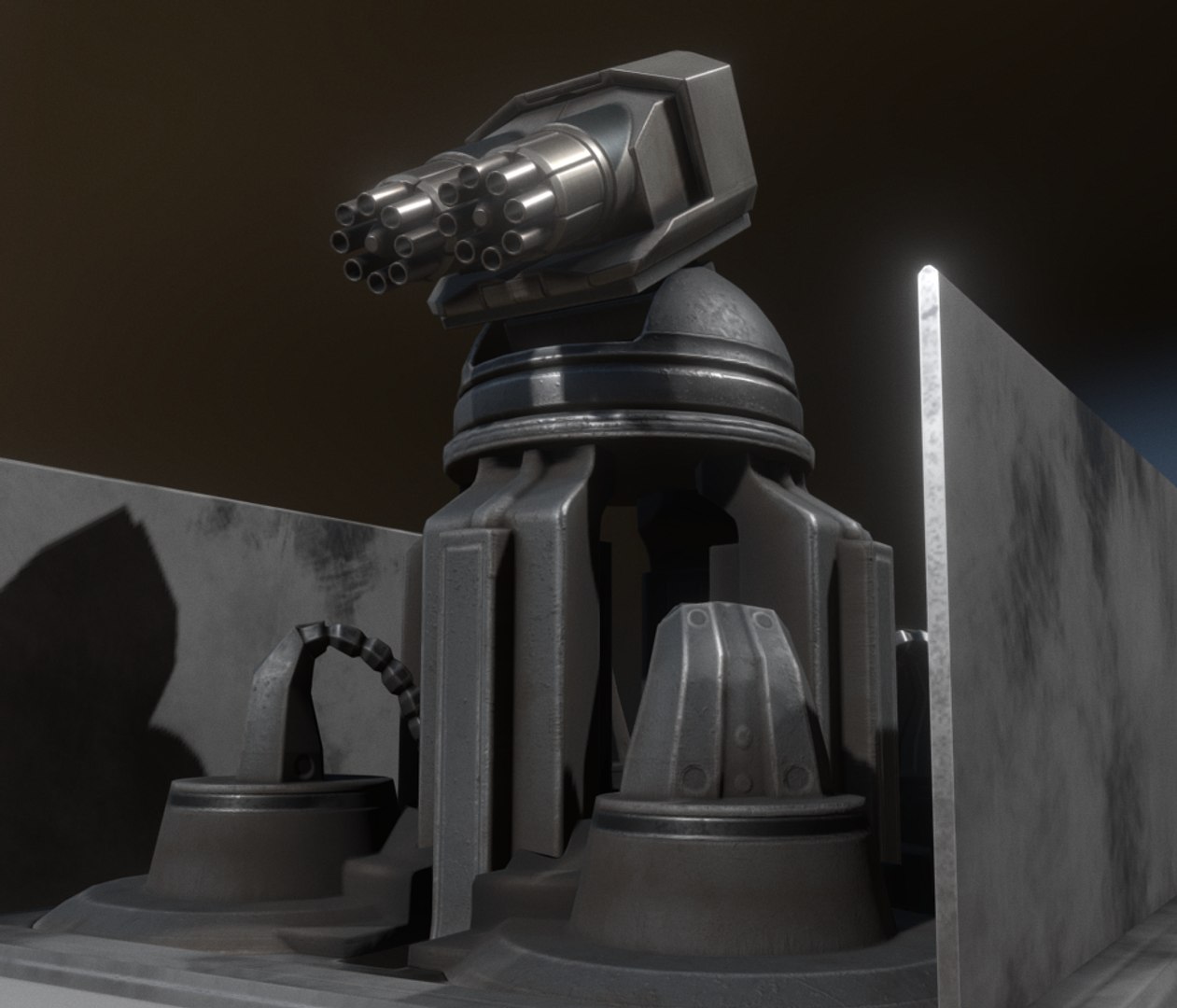 3d Futuristic Gatling Gun Tower Model