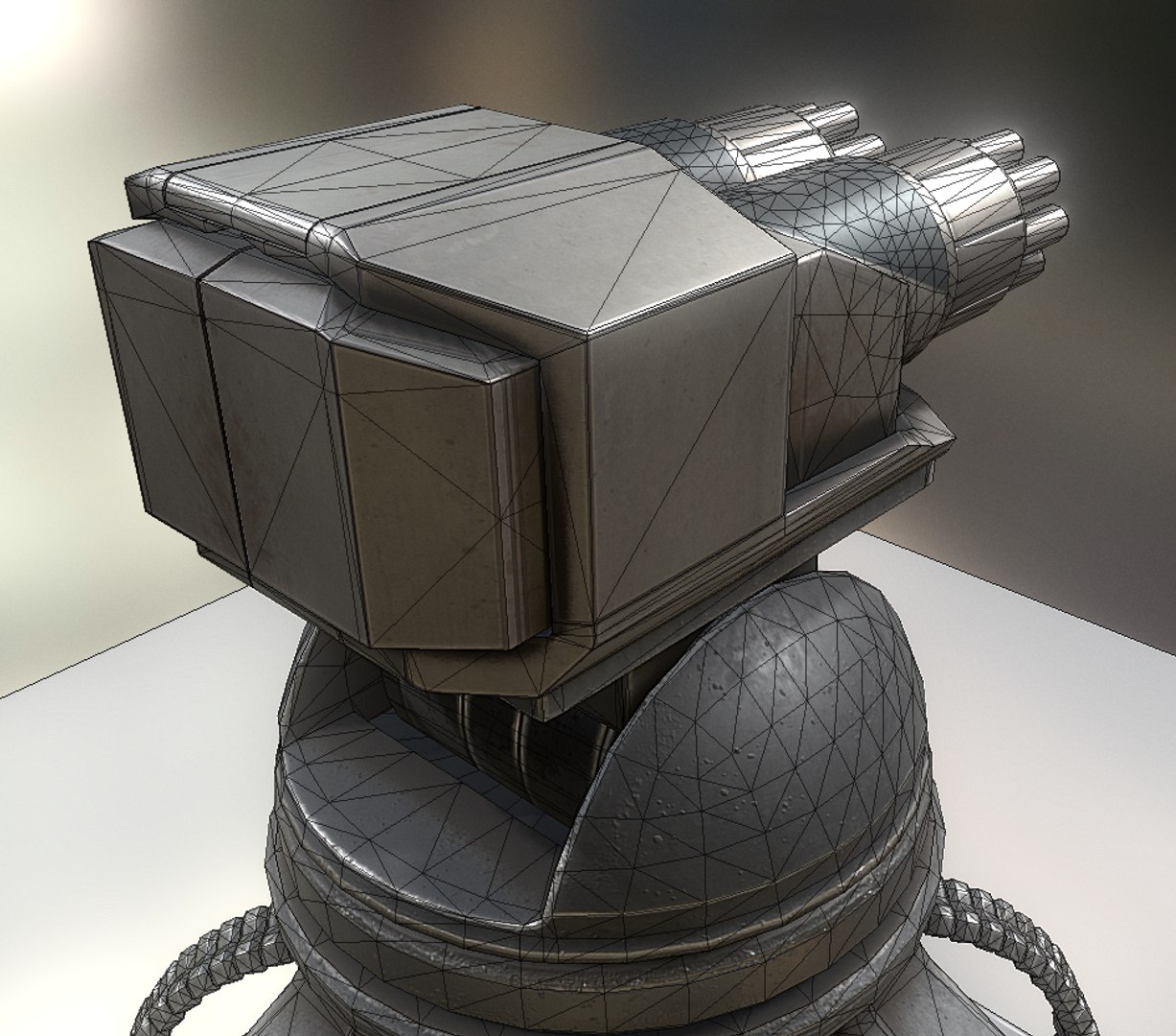 3d futuristic gatling gun tower model