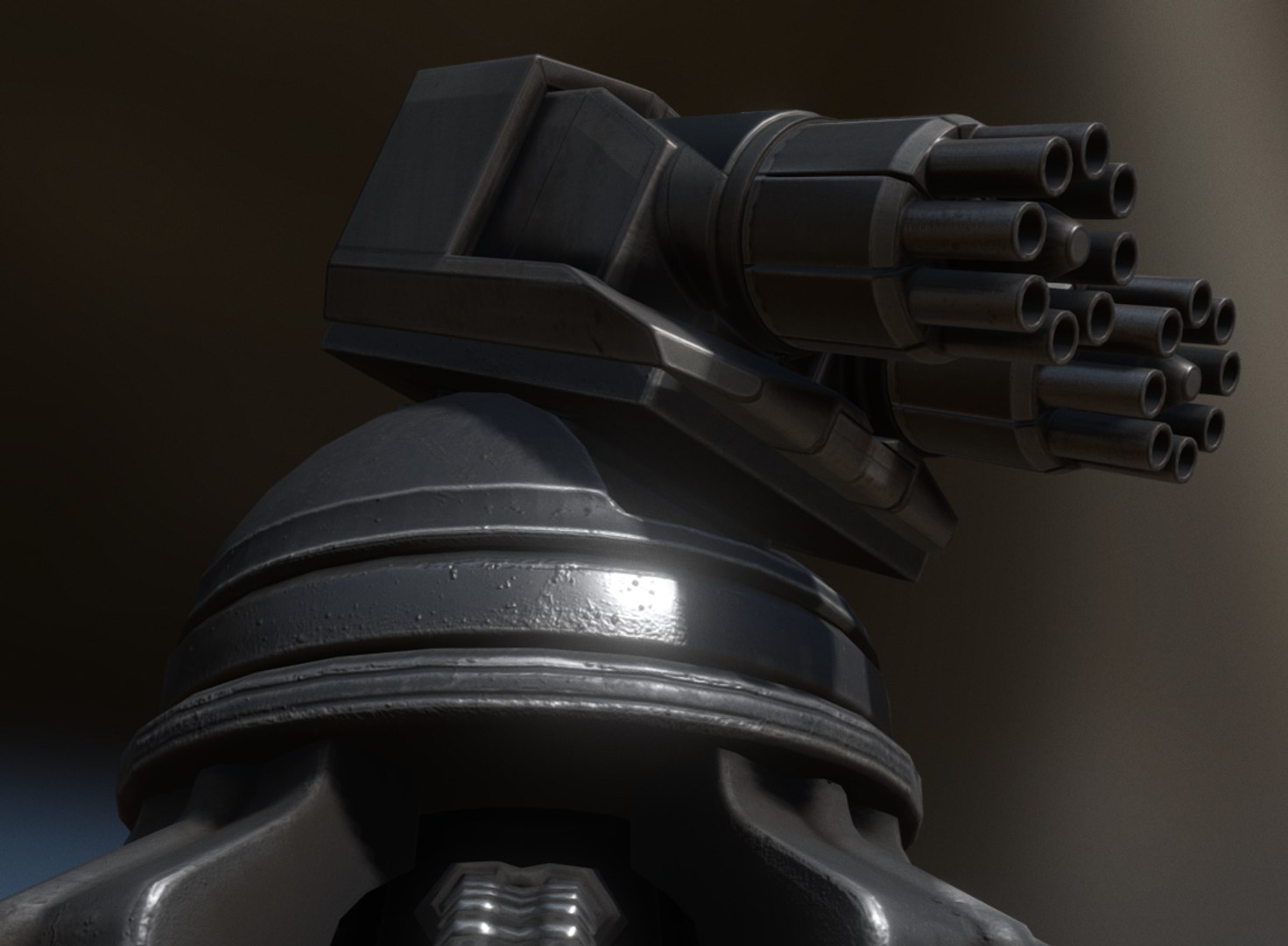 3d Futuristic Gatling Gun Tower Model