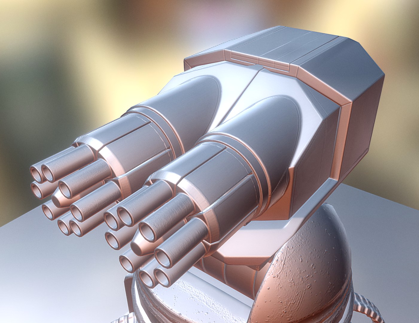 3d futuristic gatling gun tower model