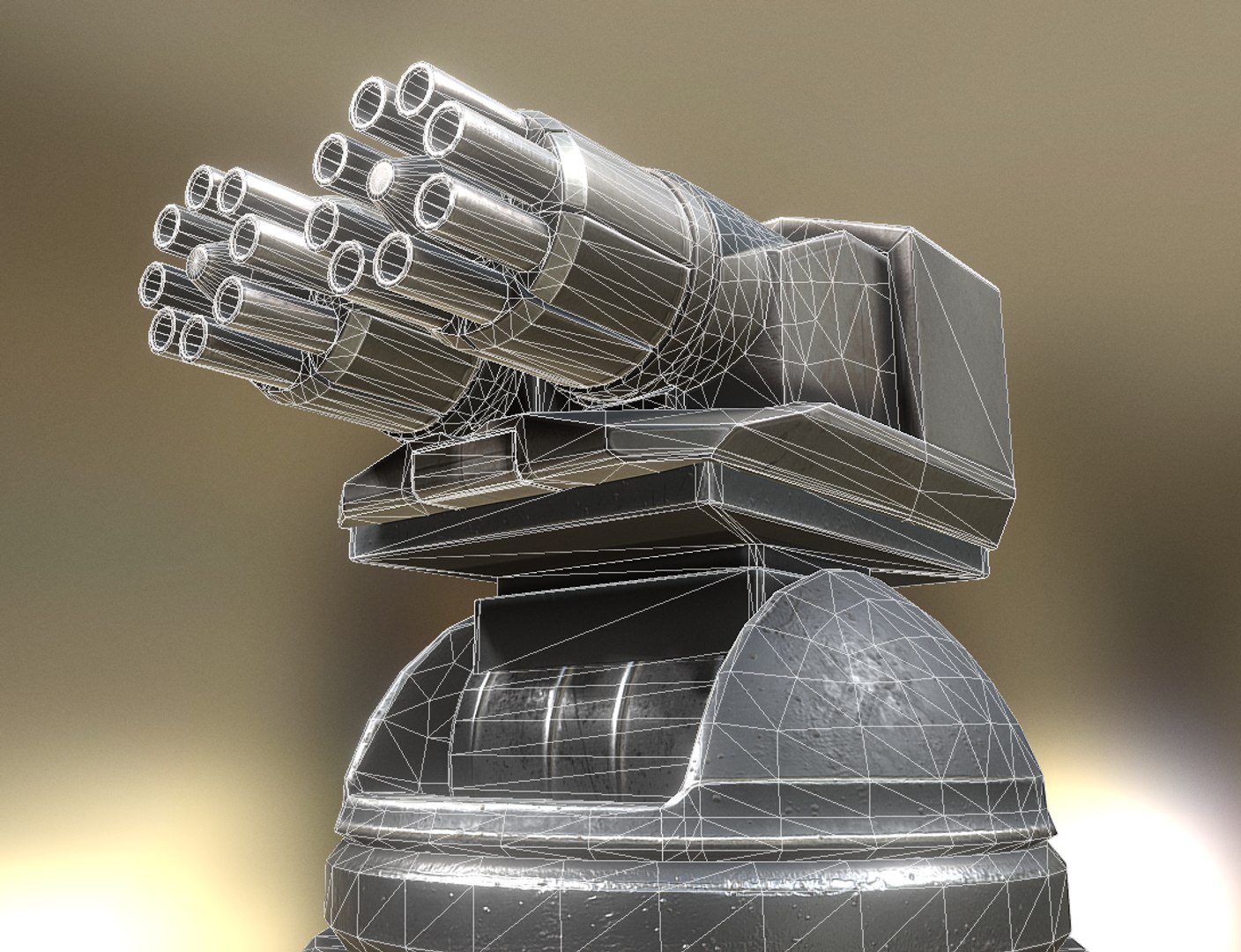 3d Futuristic Gatling Gun Tower Model