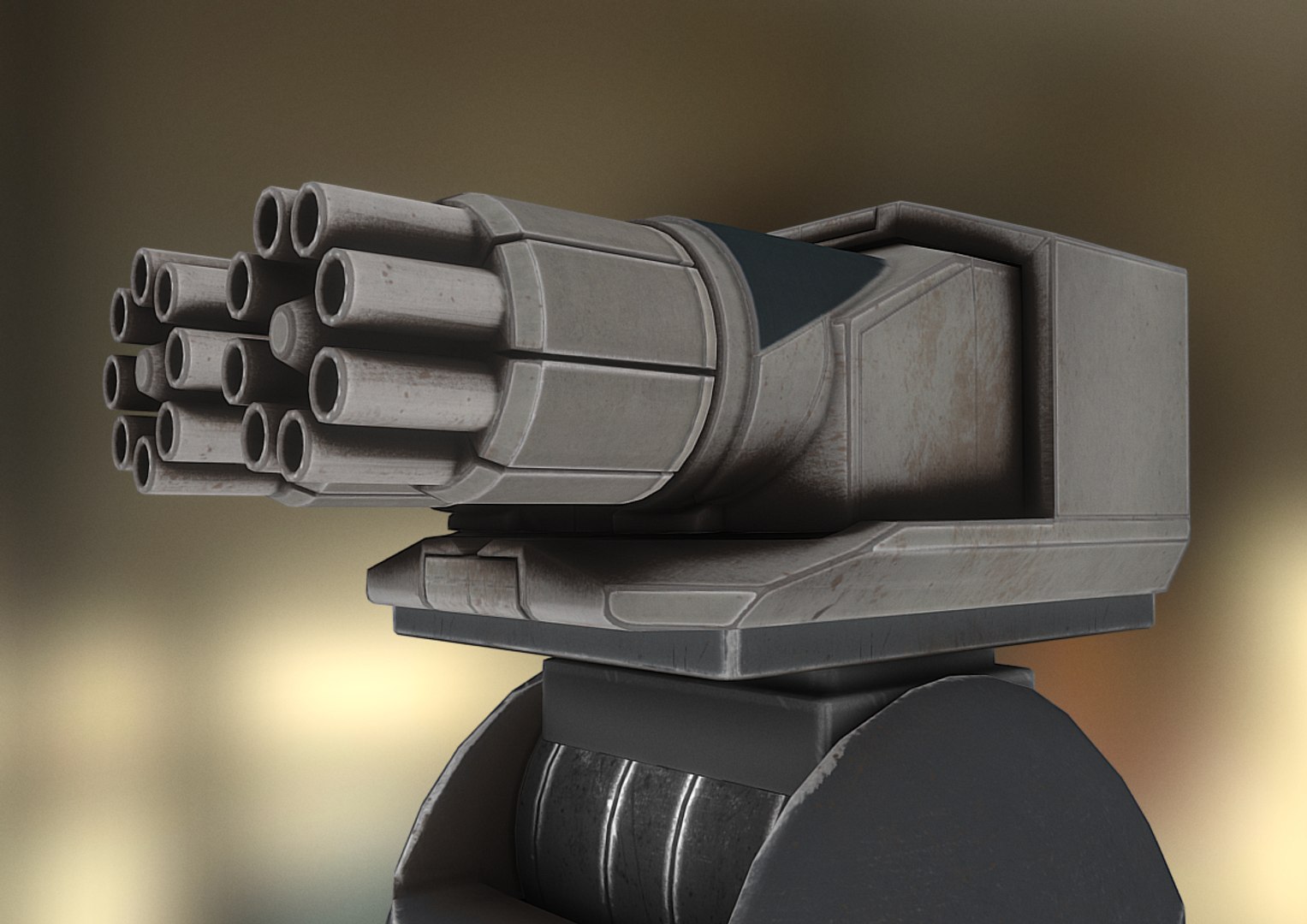 3d futuristic gatling gun tower model