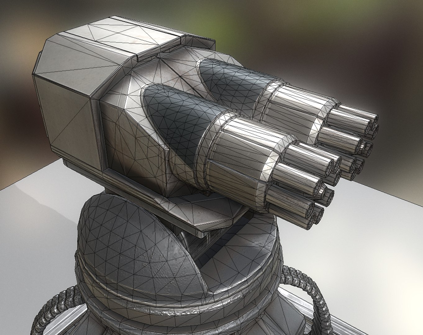3d futuristic gatling gun tower model