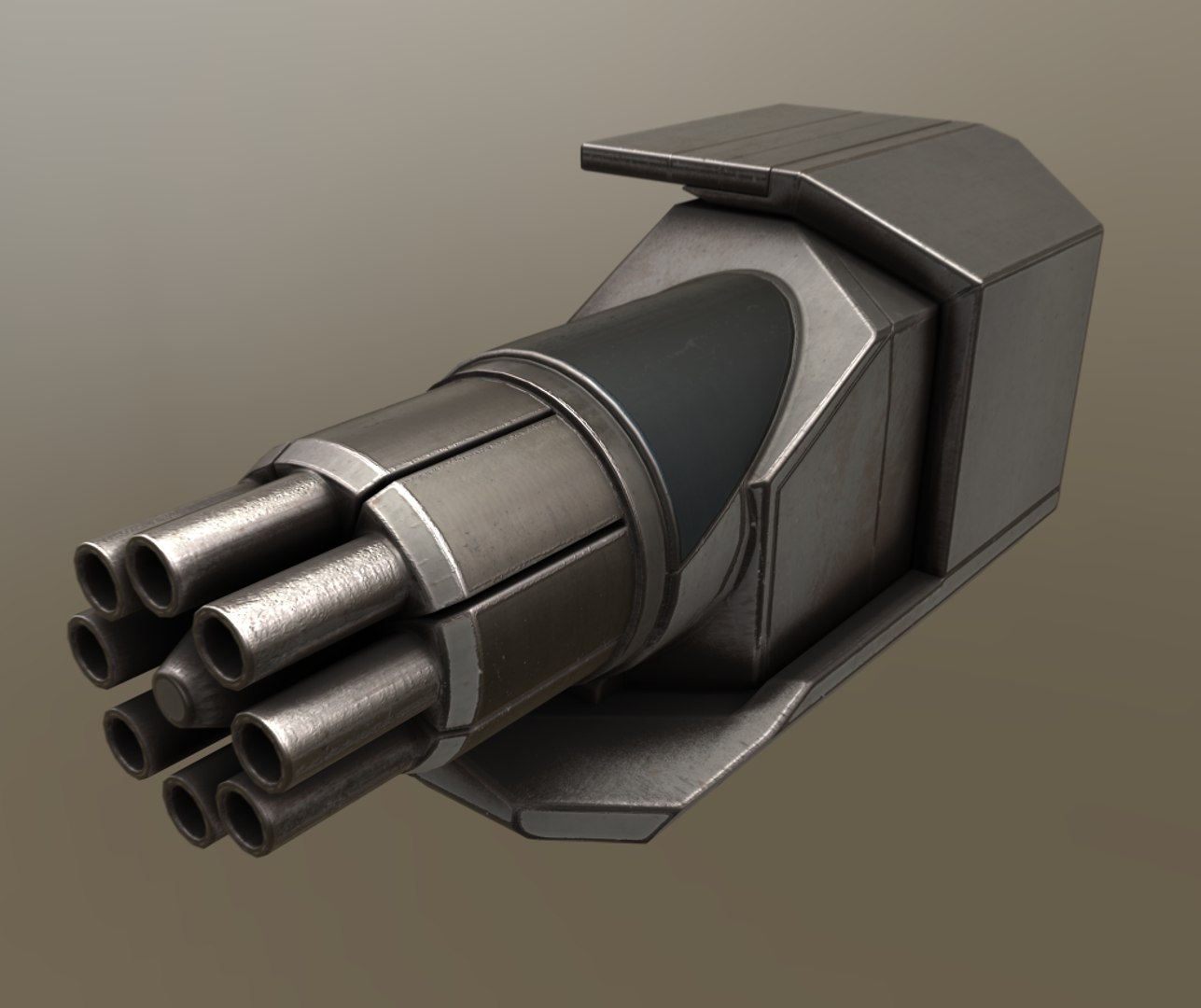 3d futuristic gatling gun tower model