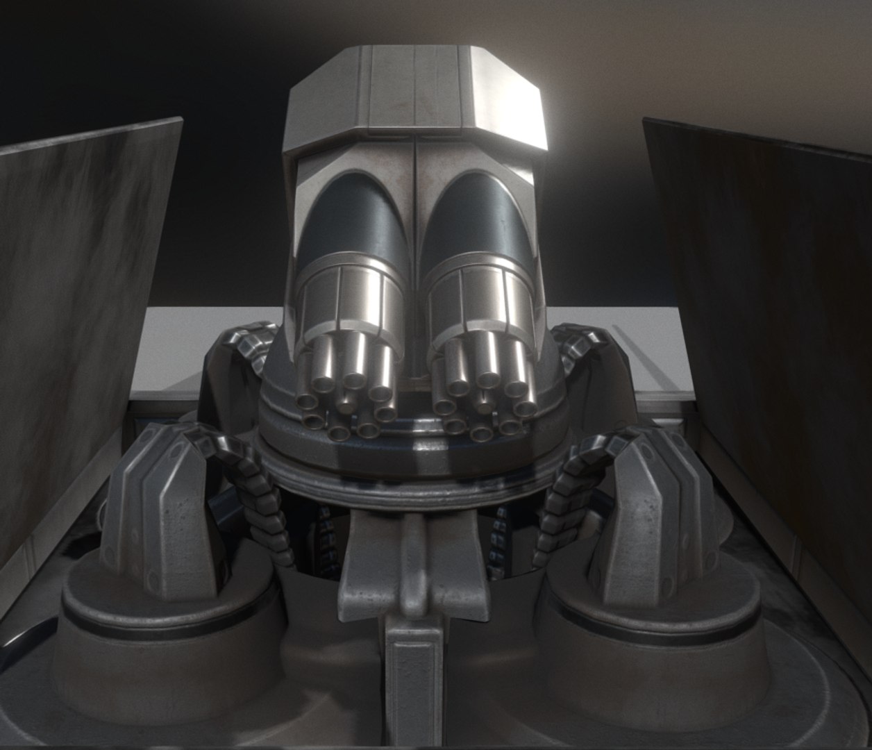 3d Futuristic Gatling Gun Tower Model