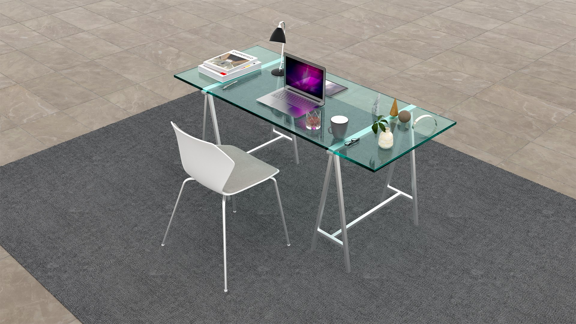 3D 3D Glass Table And Chair With Accessories - TurboSquid 2041453