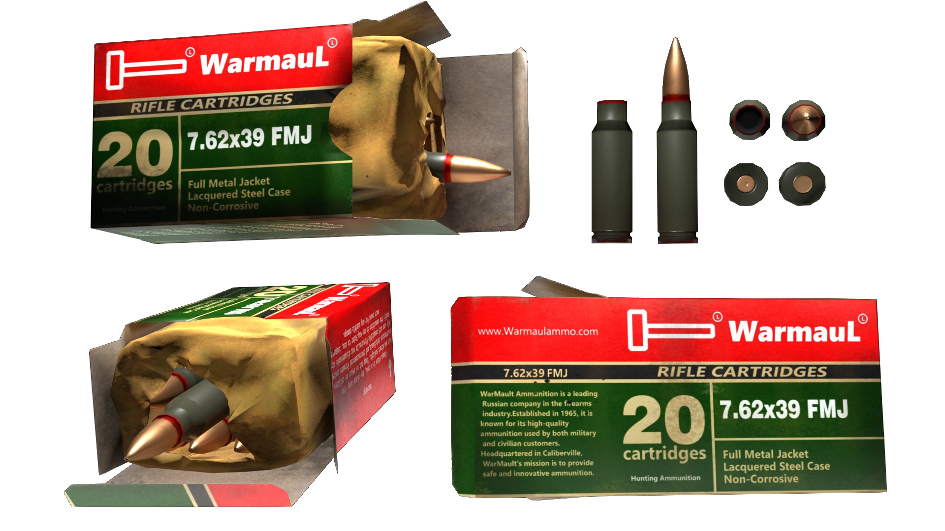 Ammunition Box 7 62x39 FMJ for AK SKS RPD 3D model - TurboSquid 2150752