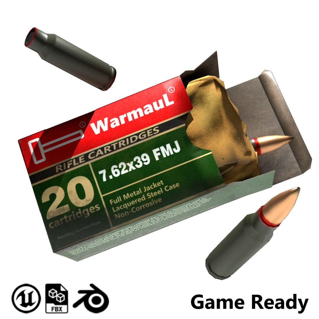 modelo 3d Caja de Municiones 7 62x39 FMJ para AK SKS RPD - TurboSquid ...