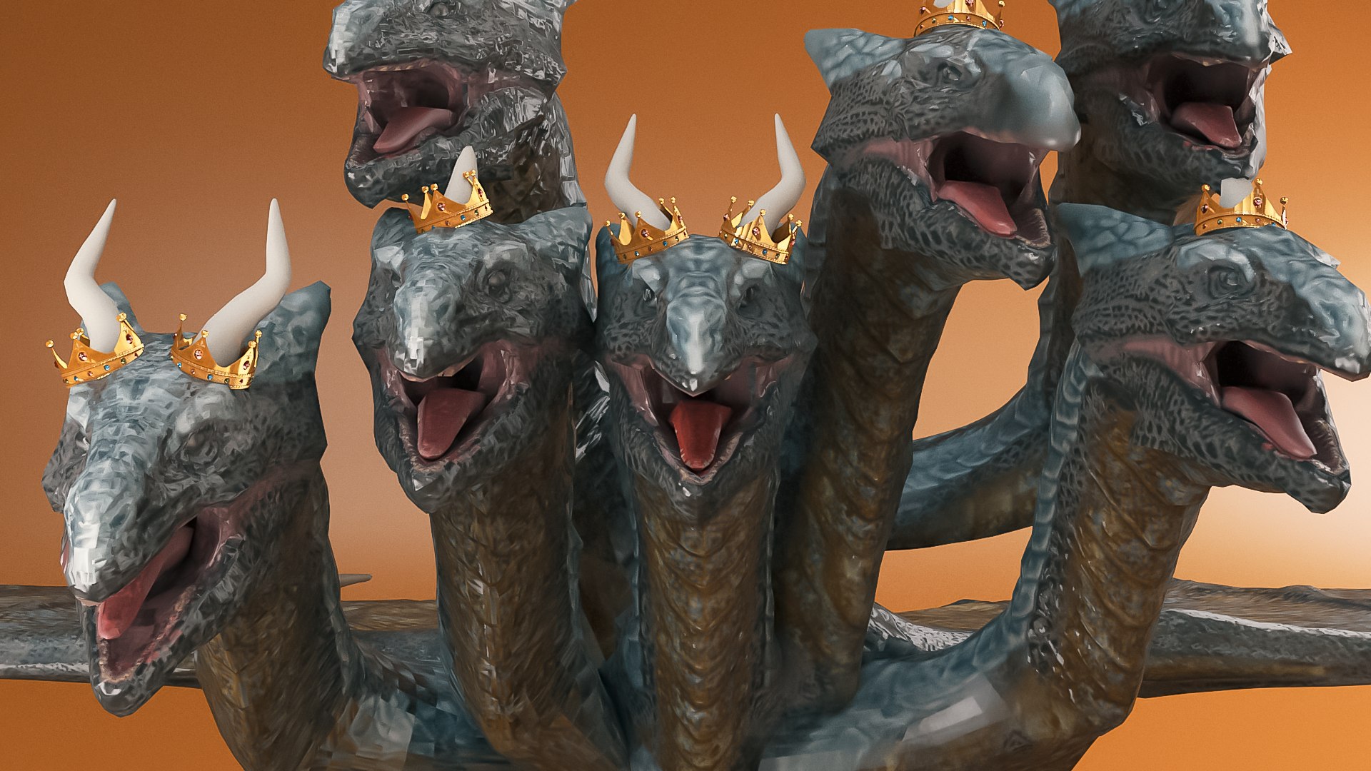 Dragon Irval The Wyvern King 7 Heads 3D Model - TurboSquid 2052780