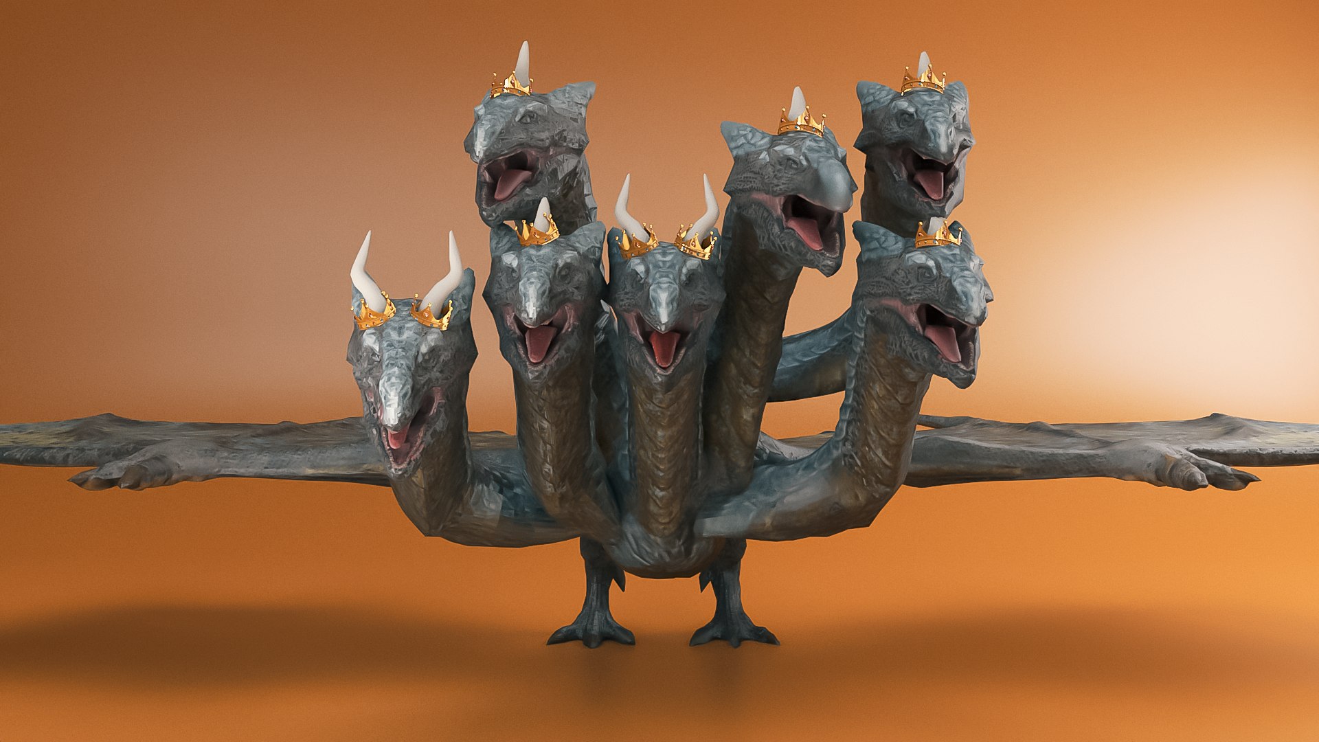 Dragon Irval The Wyvern King 7 Heads 3D Model - TurboSquid 2052780