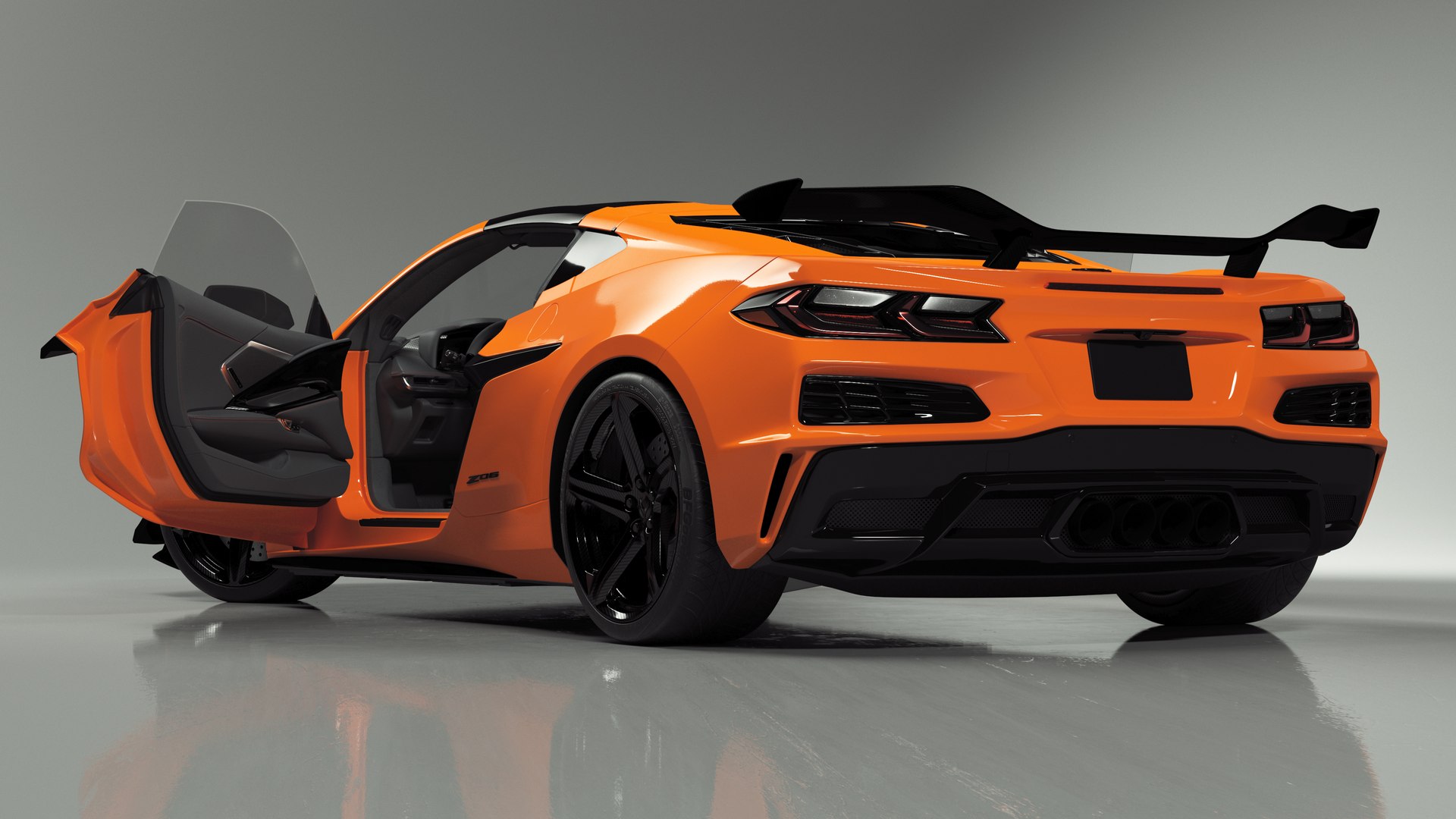 2023 Chevy Corvette Z0 Coupe Orange Rigged model - TurboSquid 2100752