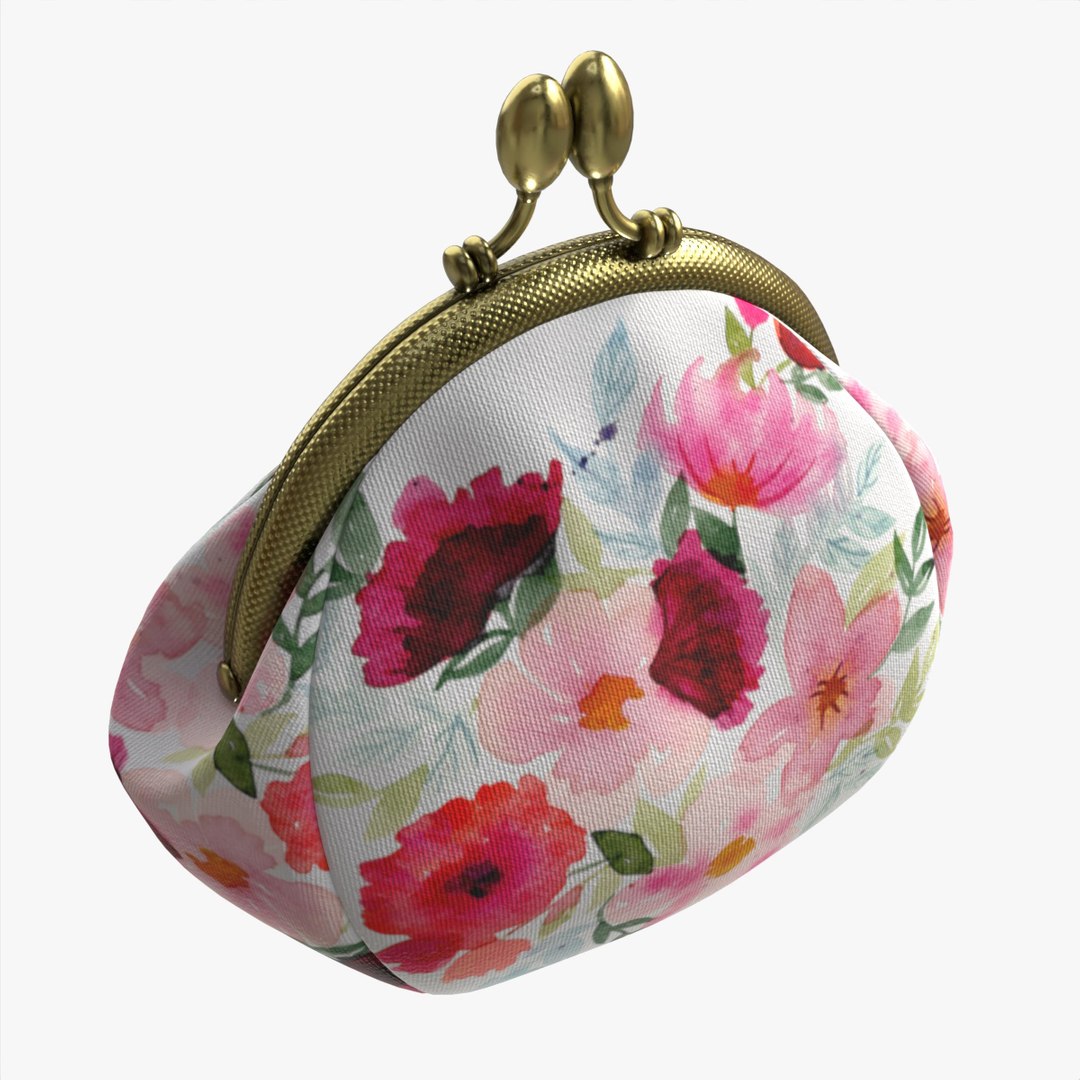 Female Coin Purse 02 With Flowers 3D Model - TurboSquid 2043346