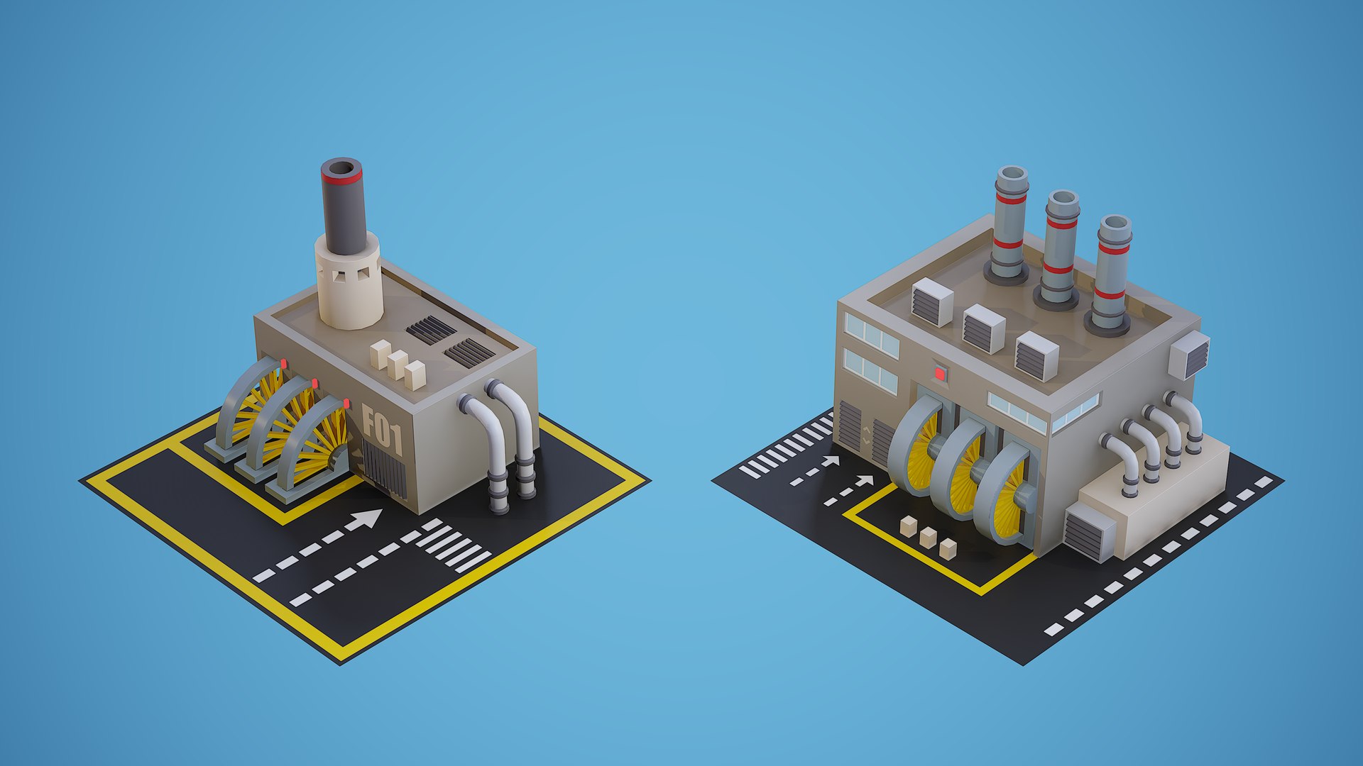 Set Low-poly Factories Model - TurboSquid 1353816