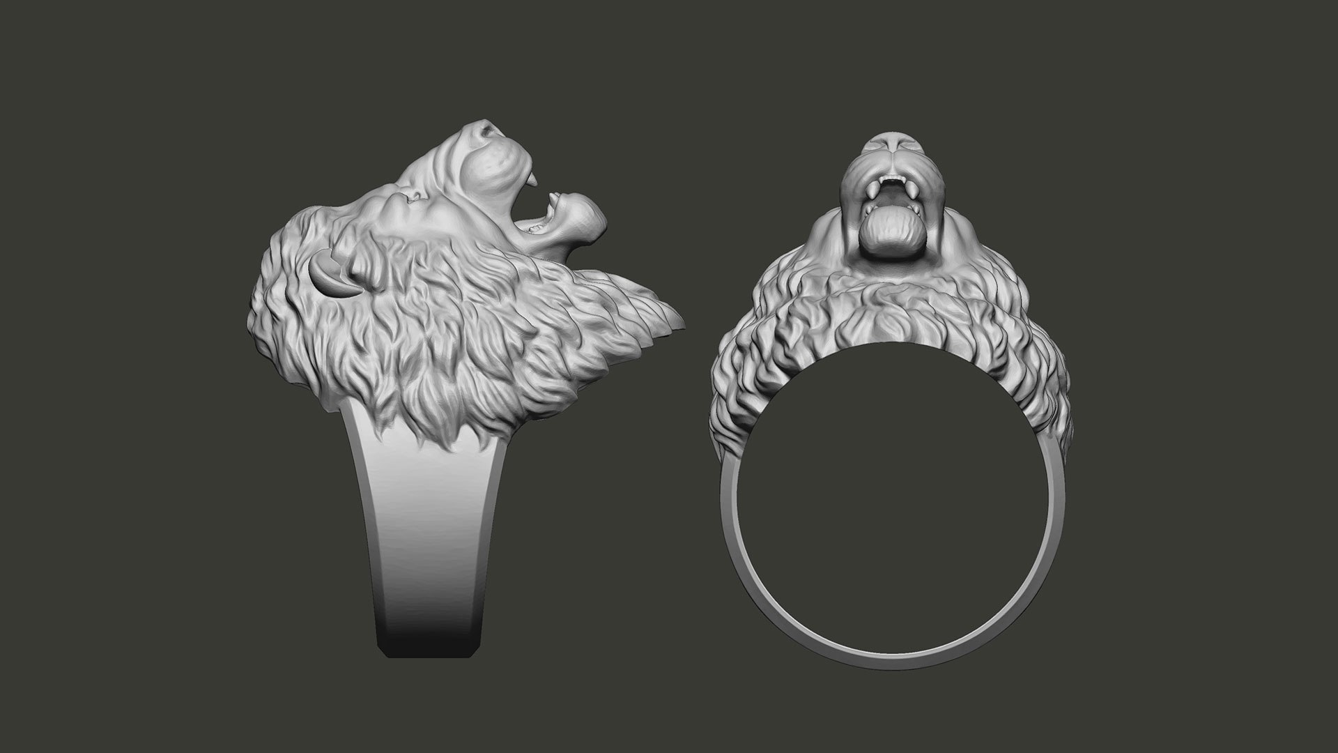 Lion Angry Face Ring Animal Jewelry 3d Model - TurboSquid 1879427