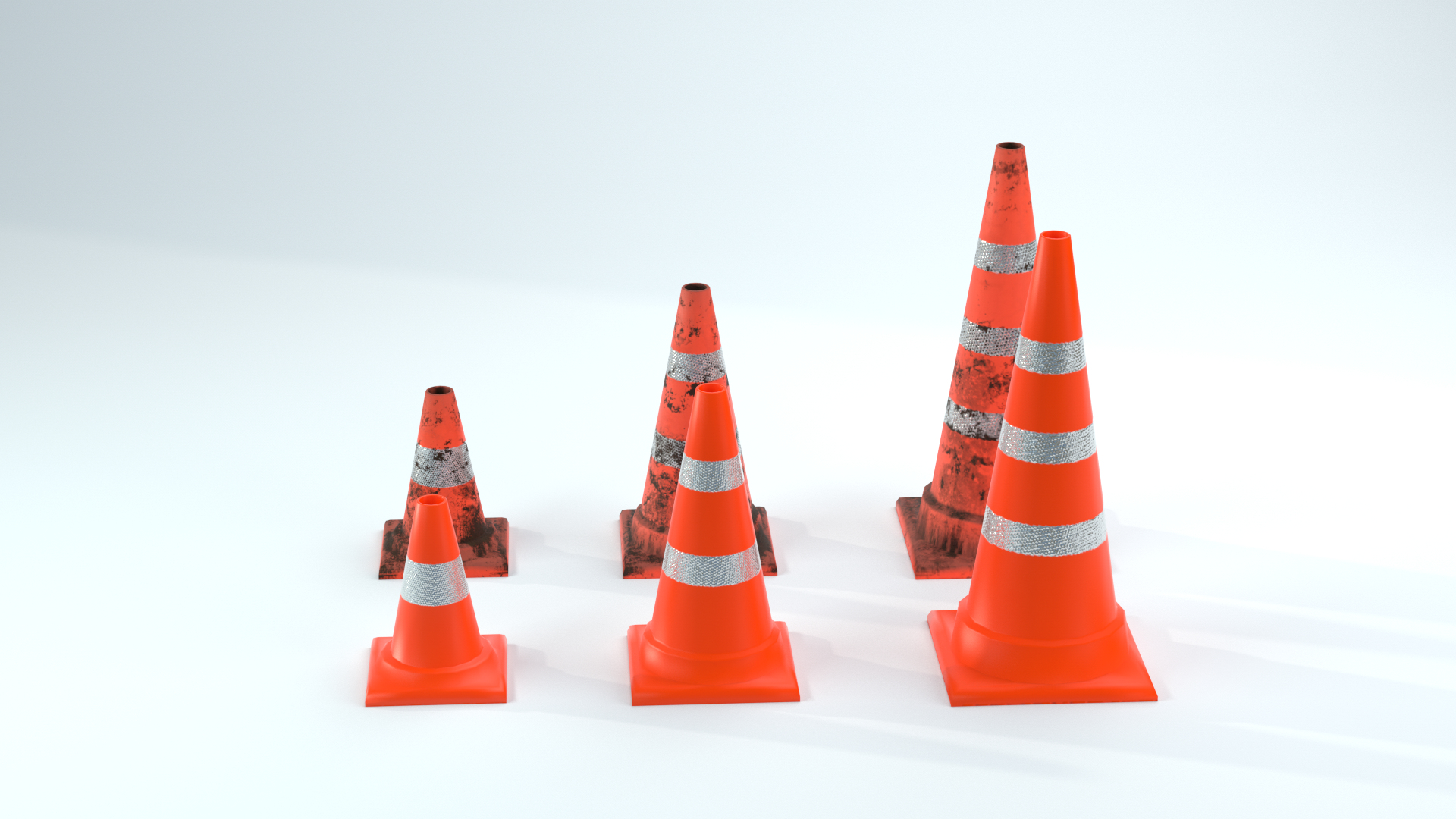 Traffic Cones Set Lowpoly Model - TurboSquid 1877122