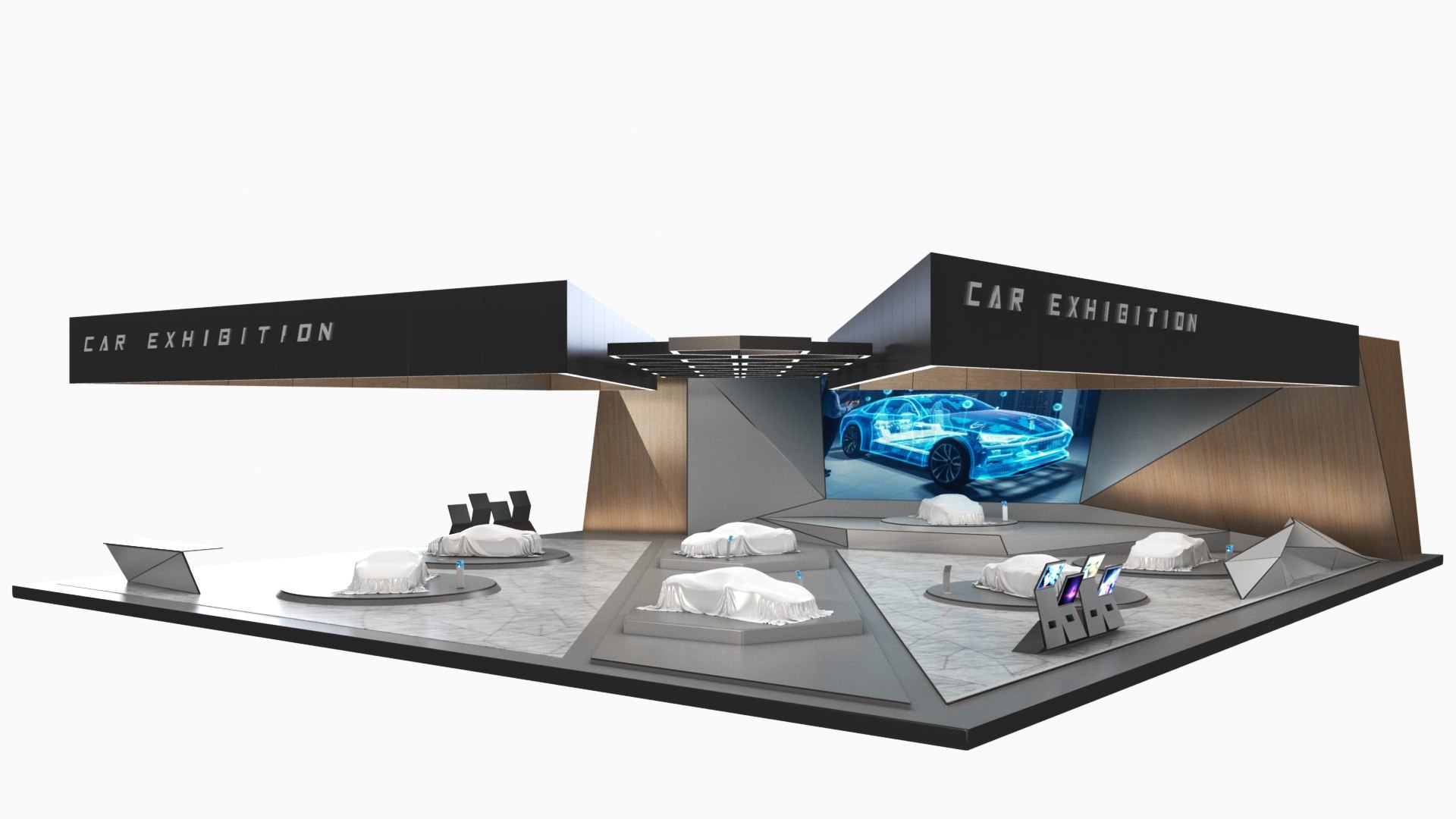 Futuristic Car Exhibition Stand 3D Model - TurboSquid 1904258