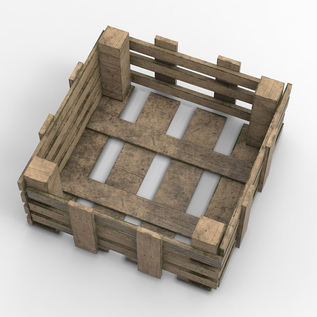 Wooden Box Crate Low-poly model - TurboSquid 2021860