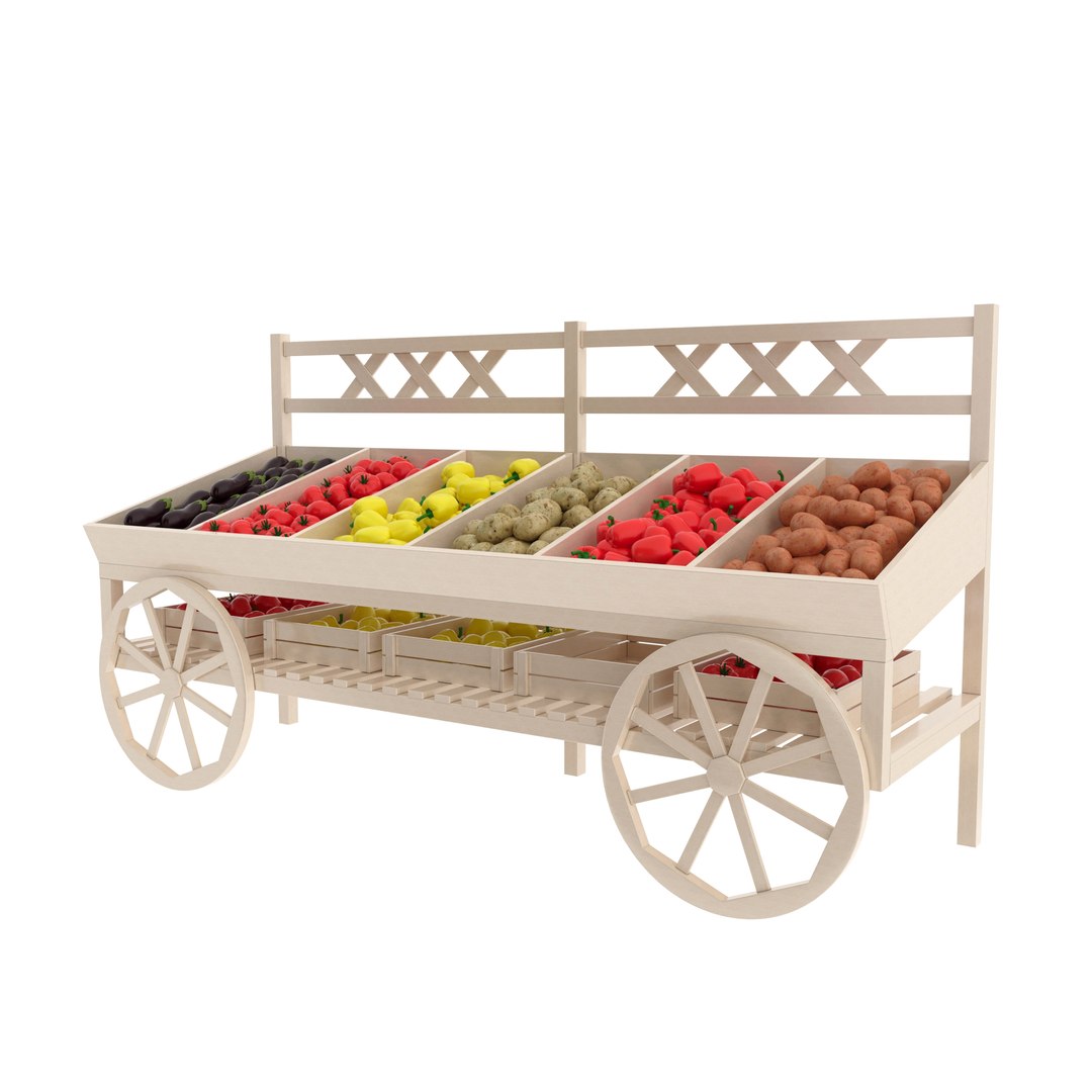3D Supermarket Cart For Vegetables - TurboSquid 2086121