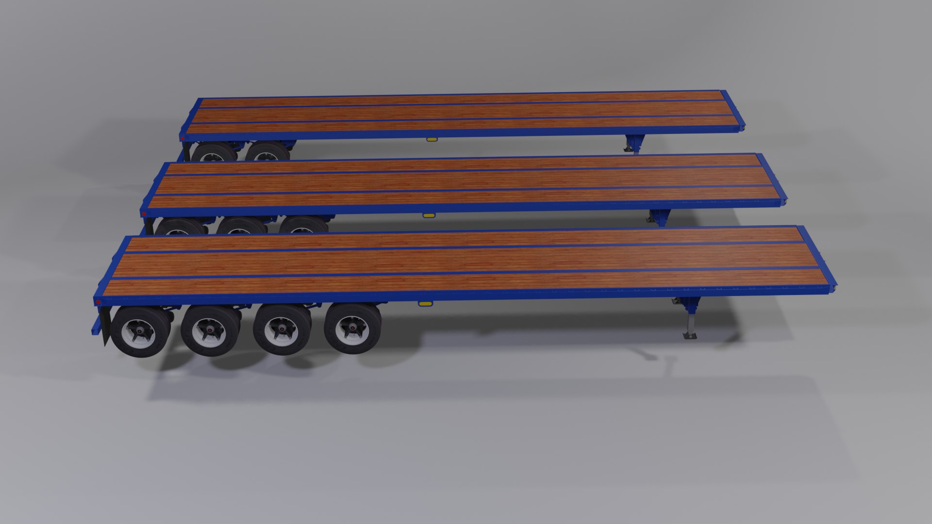 3D Old Style 45 Foot Flat Bed Trailer Model - TurboSquid 1800319
