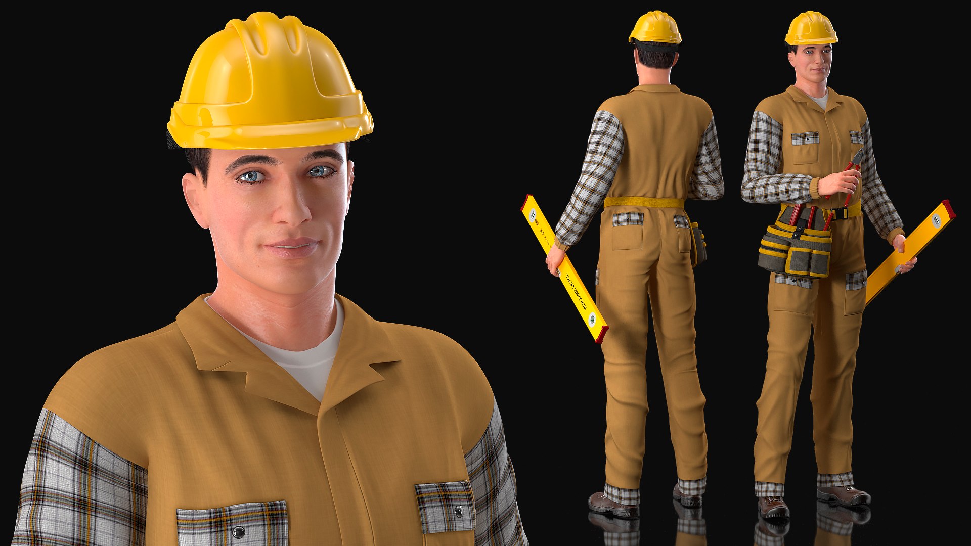 Builder standing position 3D model - TurboSquid 1603699